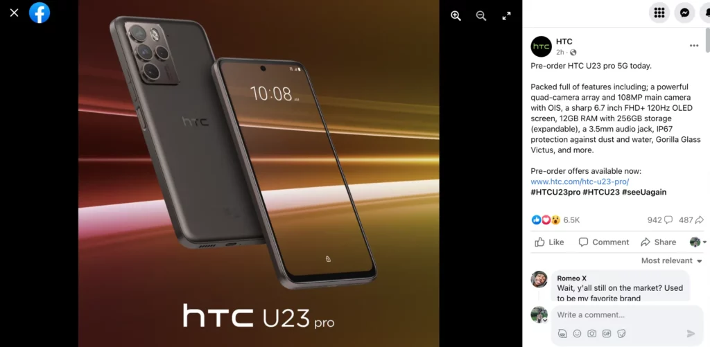 HTC U23 Pro 5G now official! Confirmed with exceptional specs!