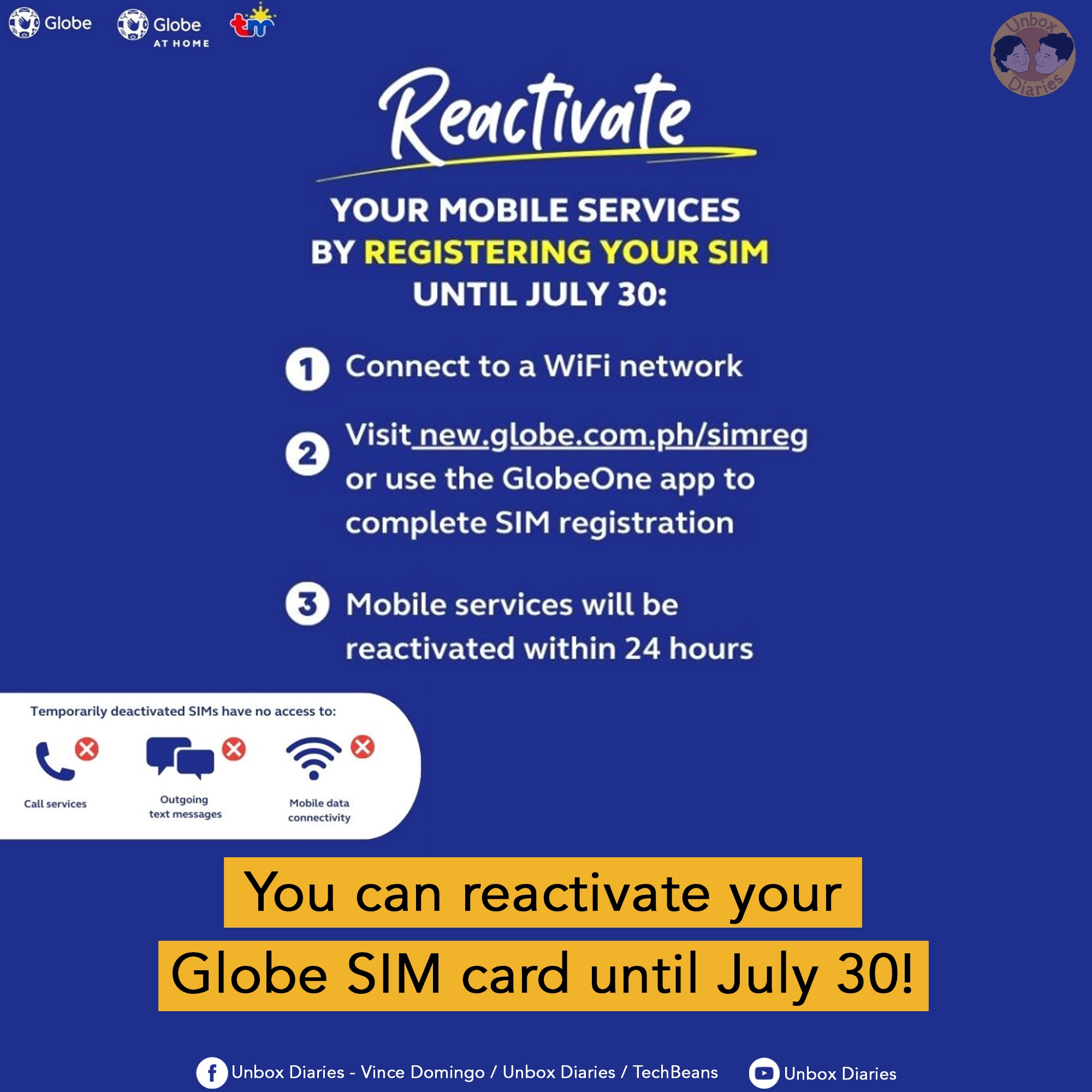 You can reactivate your Globe SIM card until July 30! - Unbox Diaries