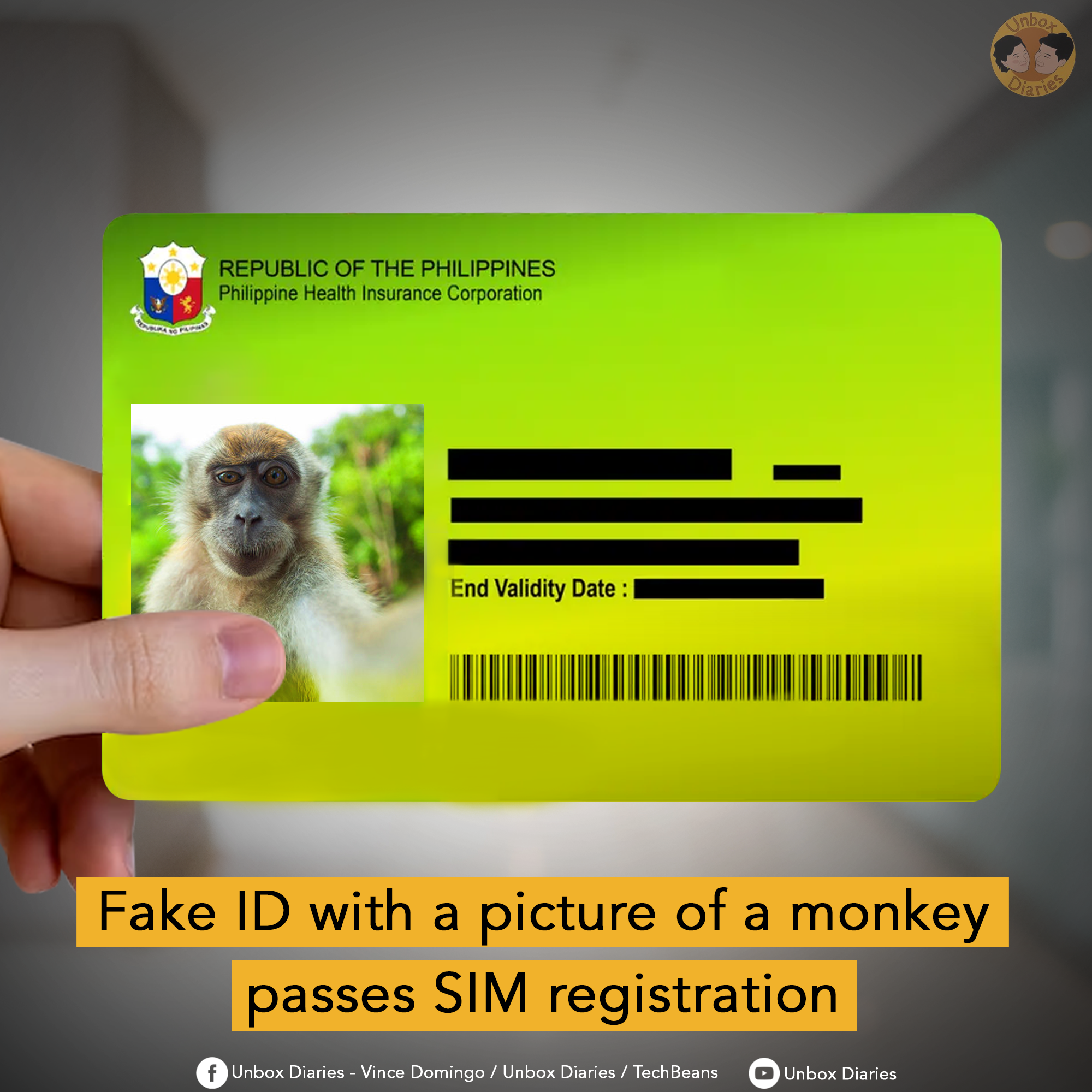 Fake ID with a picture of a monkey passes SIM registration - Unbox Diaries