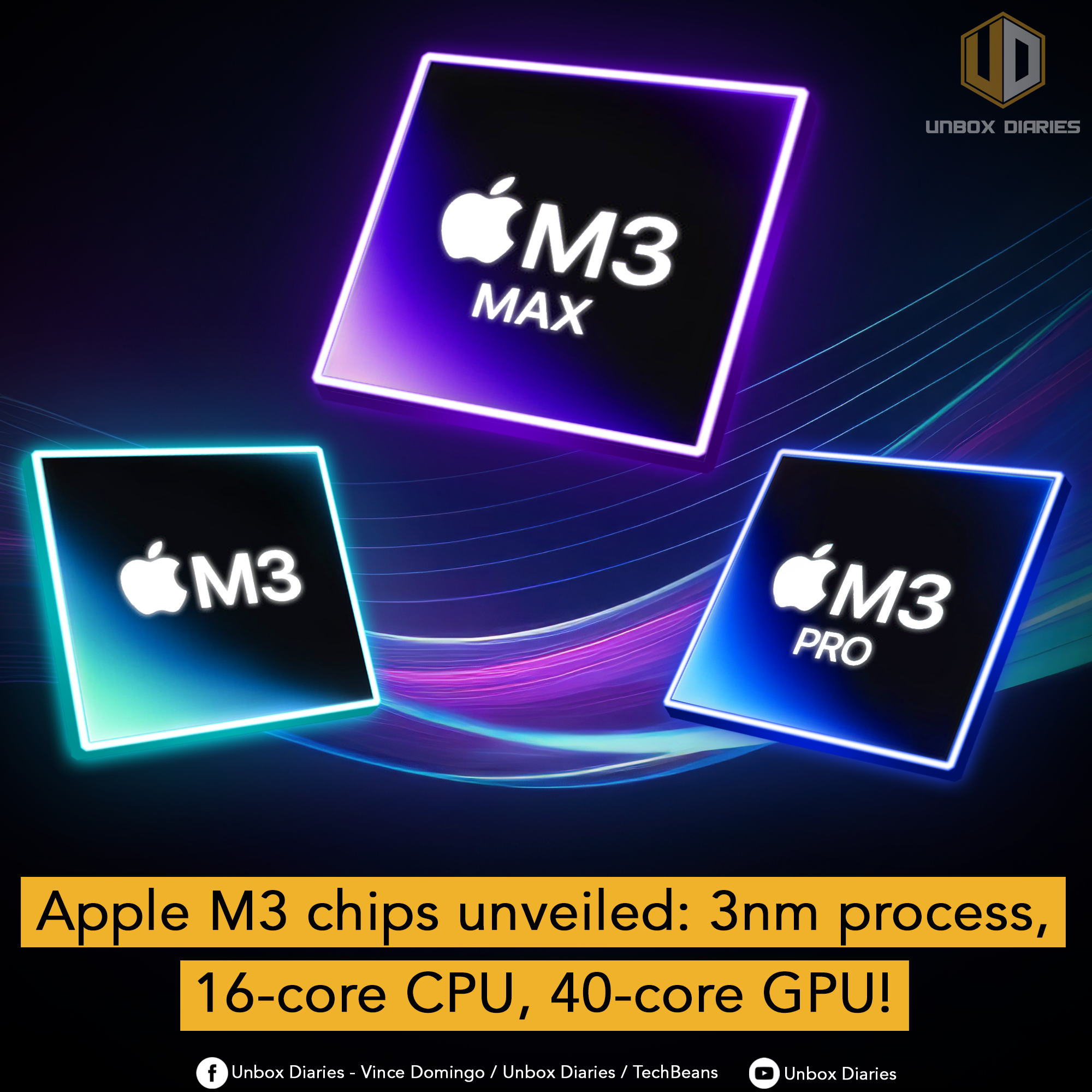 Apple M3 chips unveiled: 3nm process, 16-core CPU, 40-core GPU! - Unbox Diaries