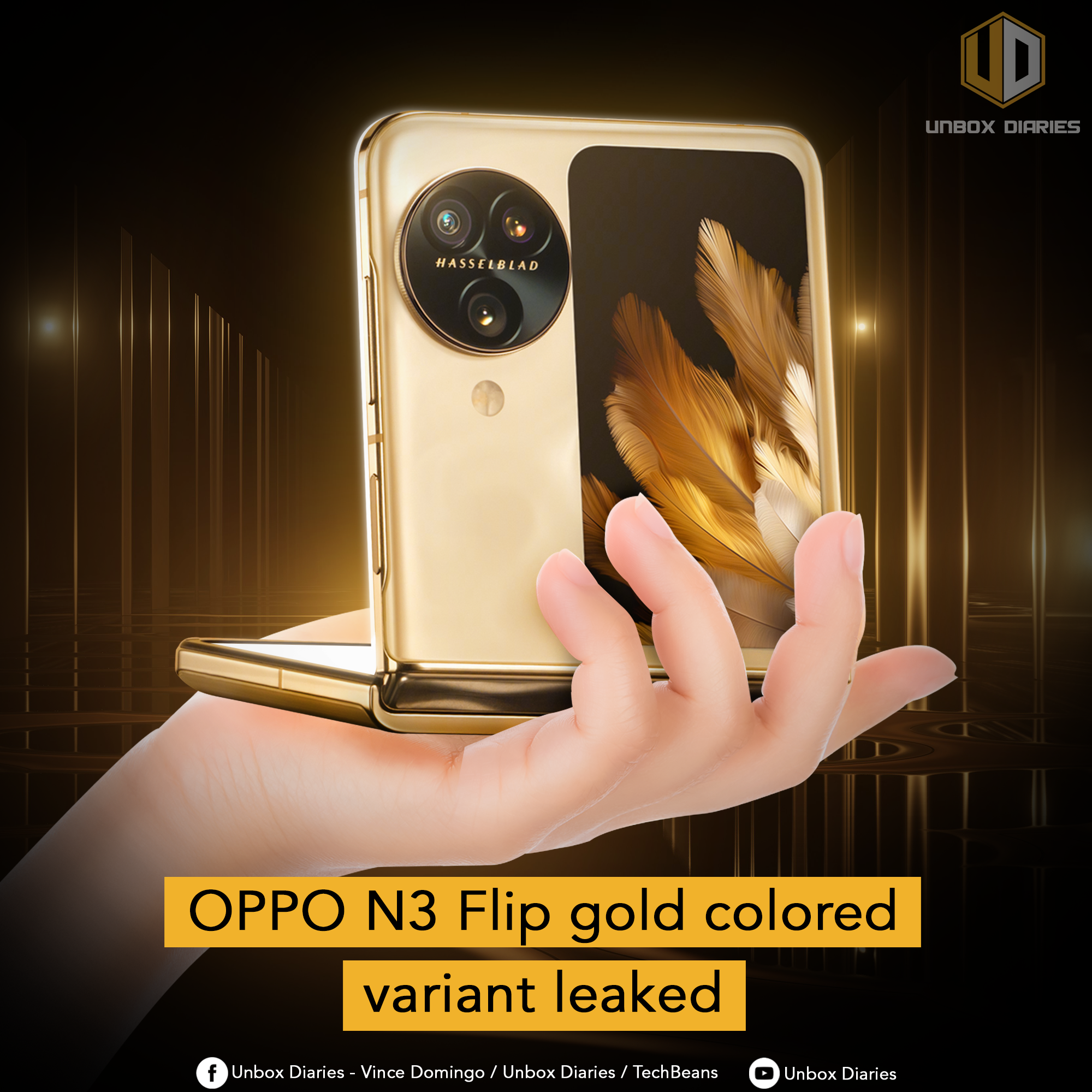 OPPO N3 Flip gold colored variant leaked - Unbox Diaries