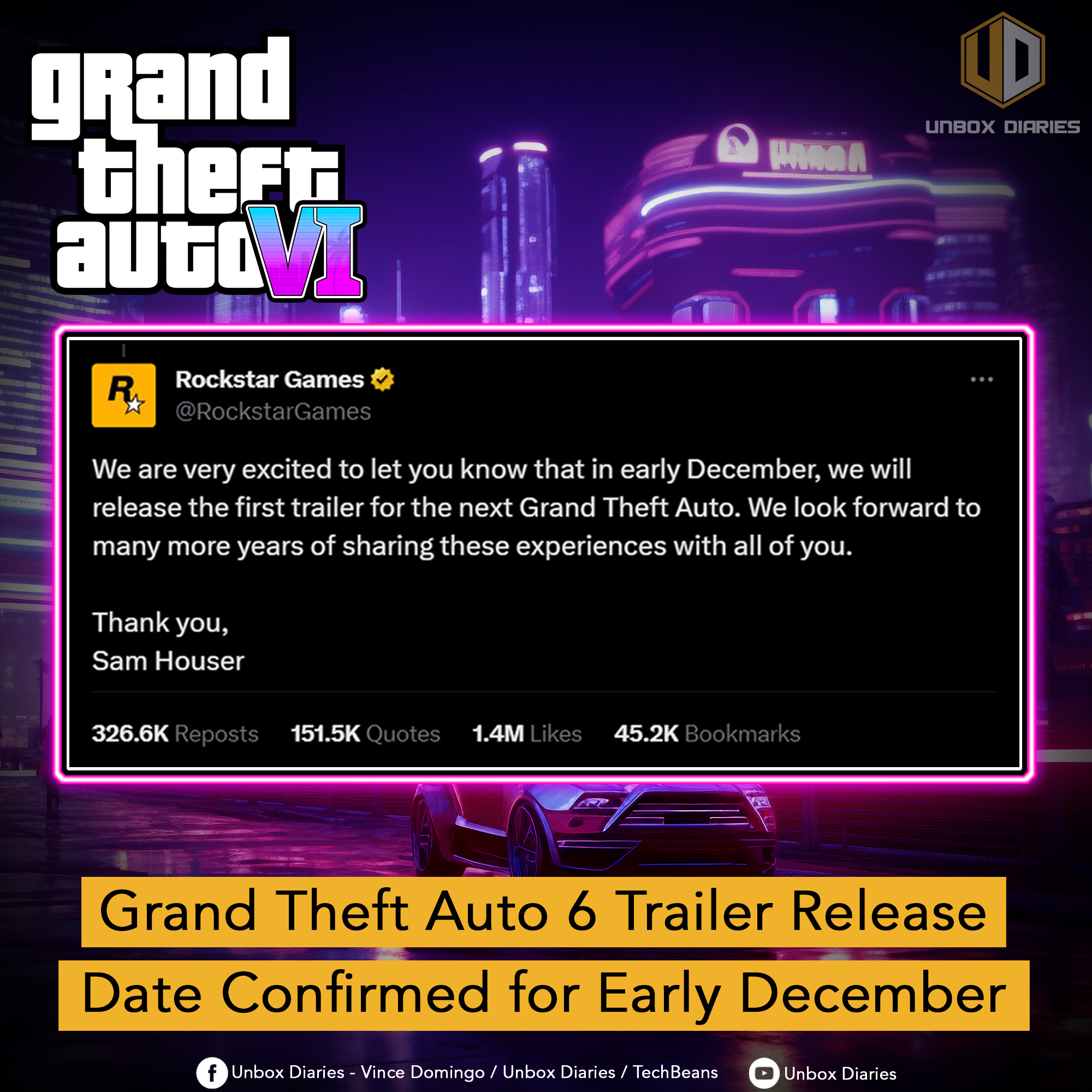 Grand Theft Auto 6 Trailer Release Date Confirmed for Early December ...
