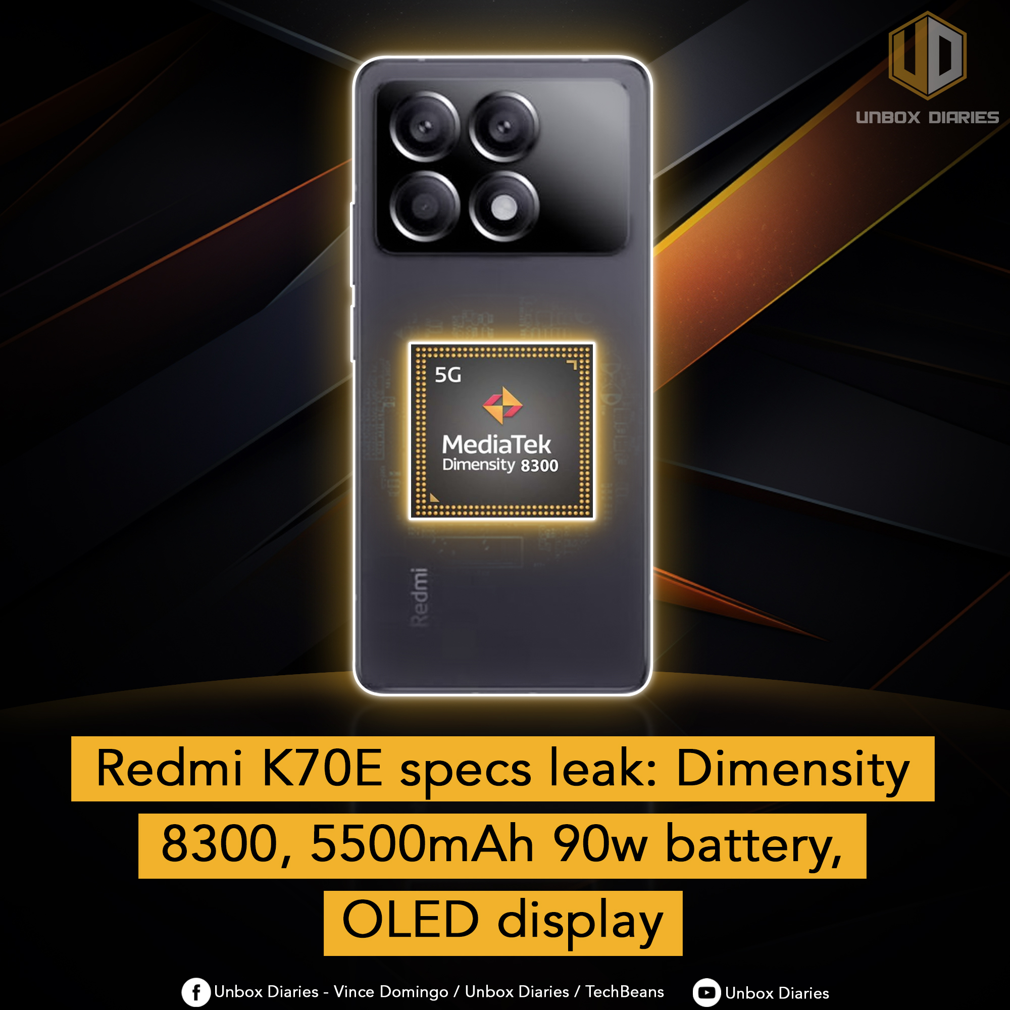 Redmi K70E specs leak: Dimensity 8300, 5500mAh 90w battery, OLED display - Unbox Diaries