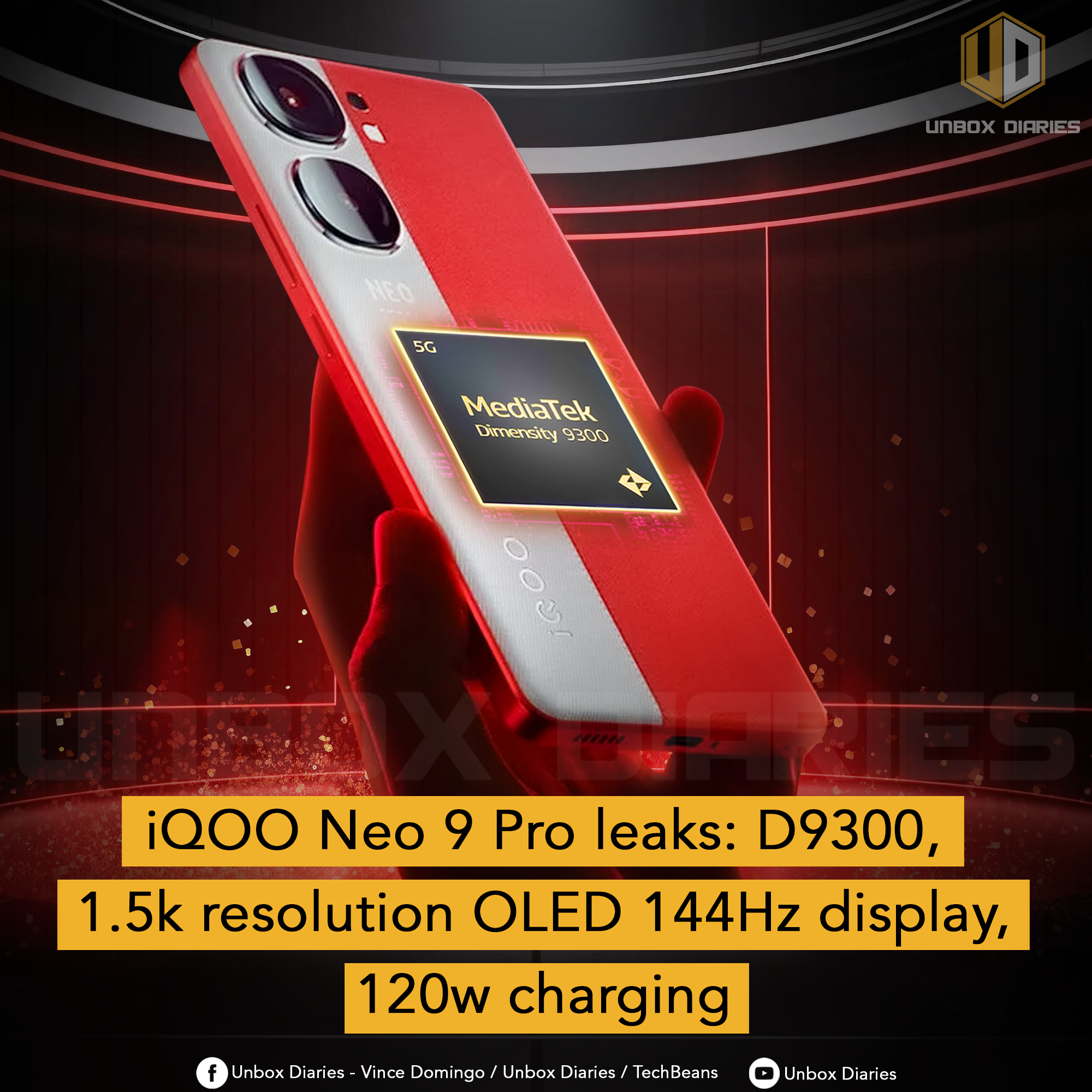 iQOO Neo 9 Pro leaks: D9300, 1.5k resolution OLED 144Hz display, 120w charging - Unbox Diaries