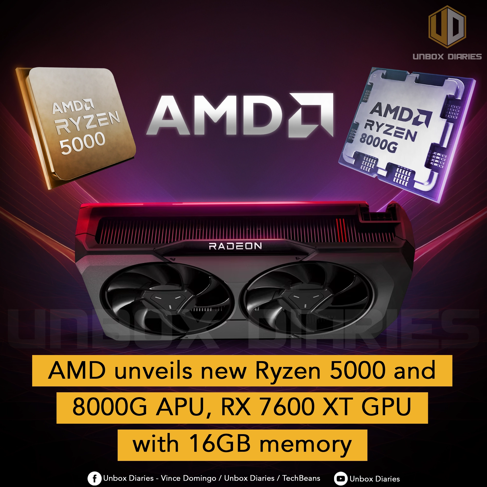 AMD unveils new Ryzen 5000 and 8000G APU, RX 7600 XT GPU with 16GB memory - Unbox Diaries