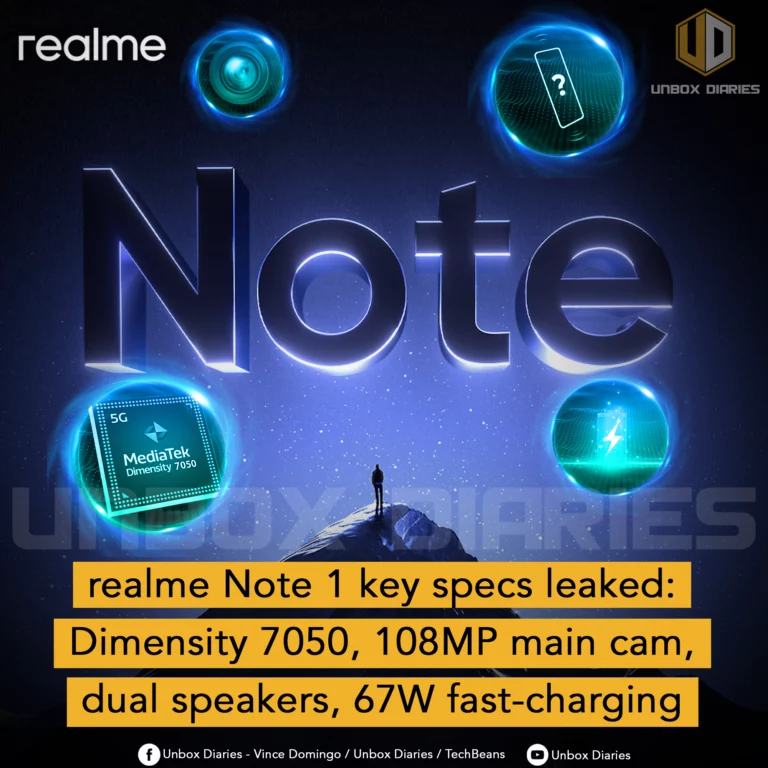 realme Note 1 key specs leaked: Dimensity 7050, 108MP main cam, dual ...