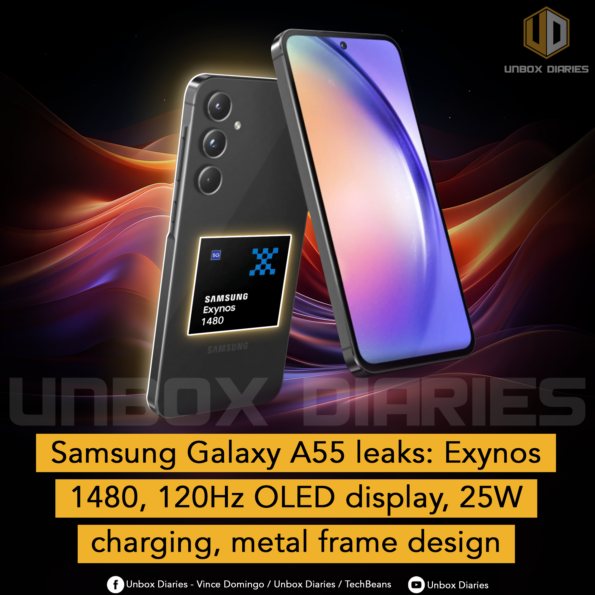 Samsung Galaxy A55 leaks: Exynos 1480, 120Hz OLED display, 25W charging ...