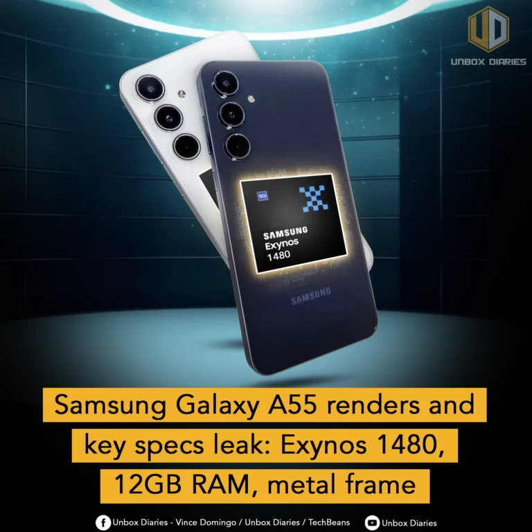 Samsung Galaxy A55 renders and key specs leak: Exynos 1480, 12GB RAM ...