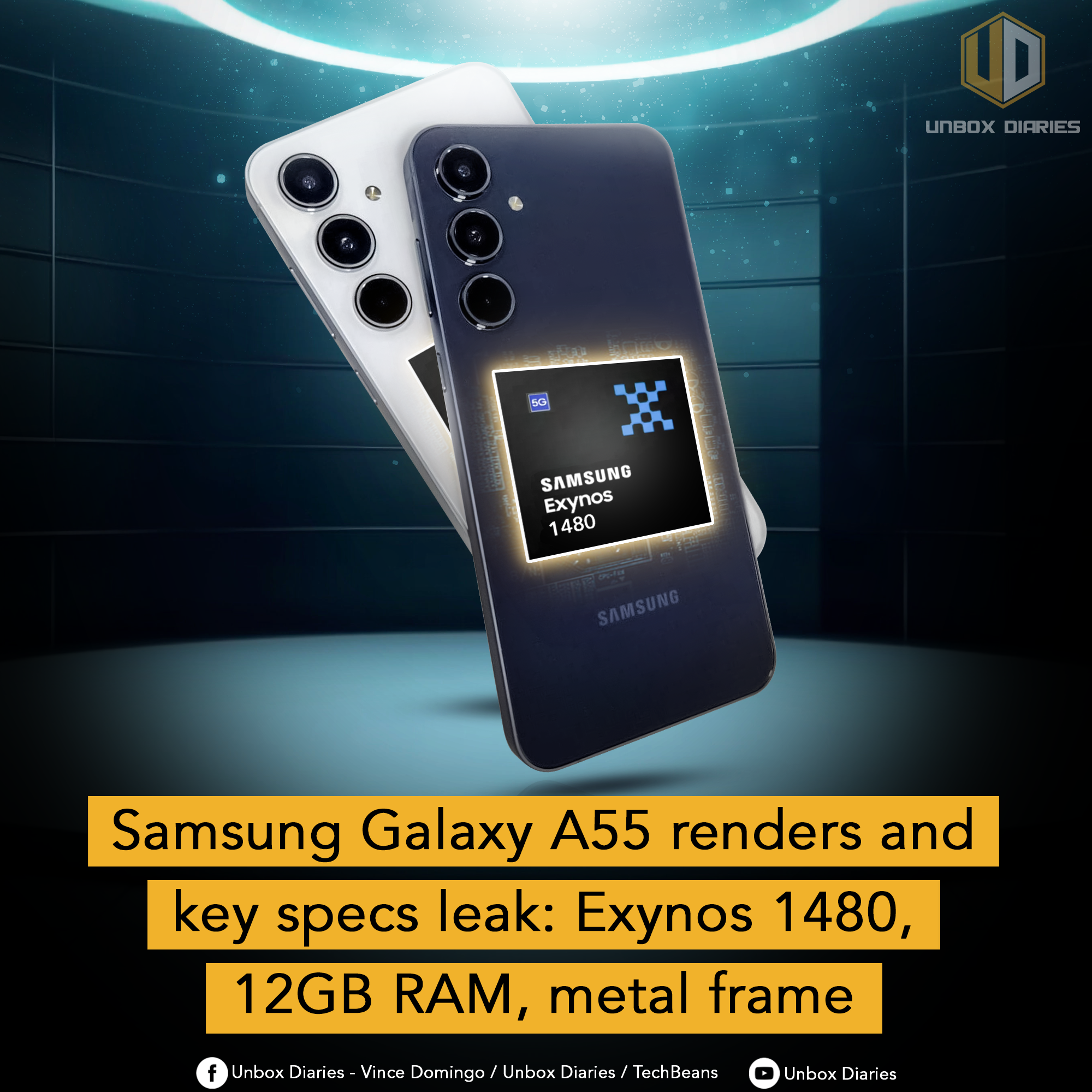 Samsung Galaxy A55 renders and key specs leak: Exynos 1480, 12GB RAM ...