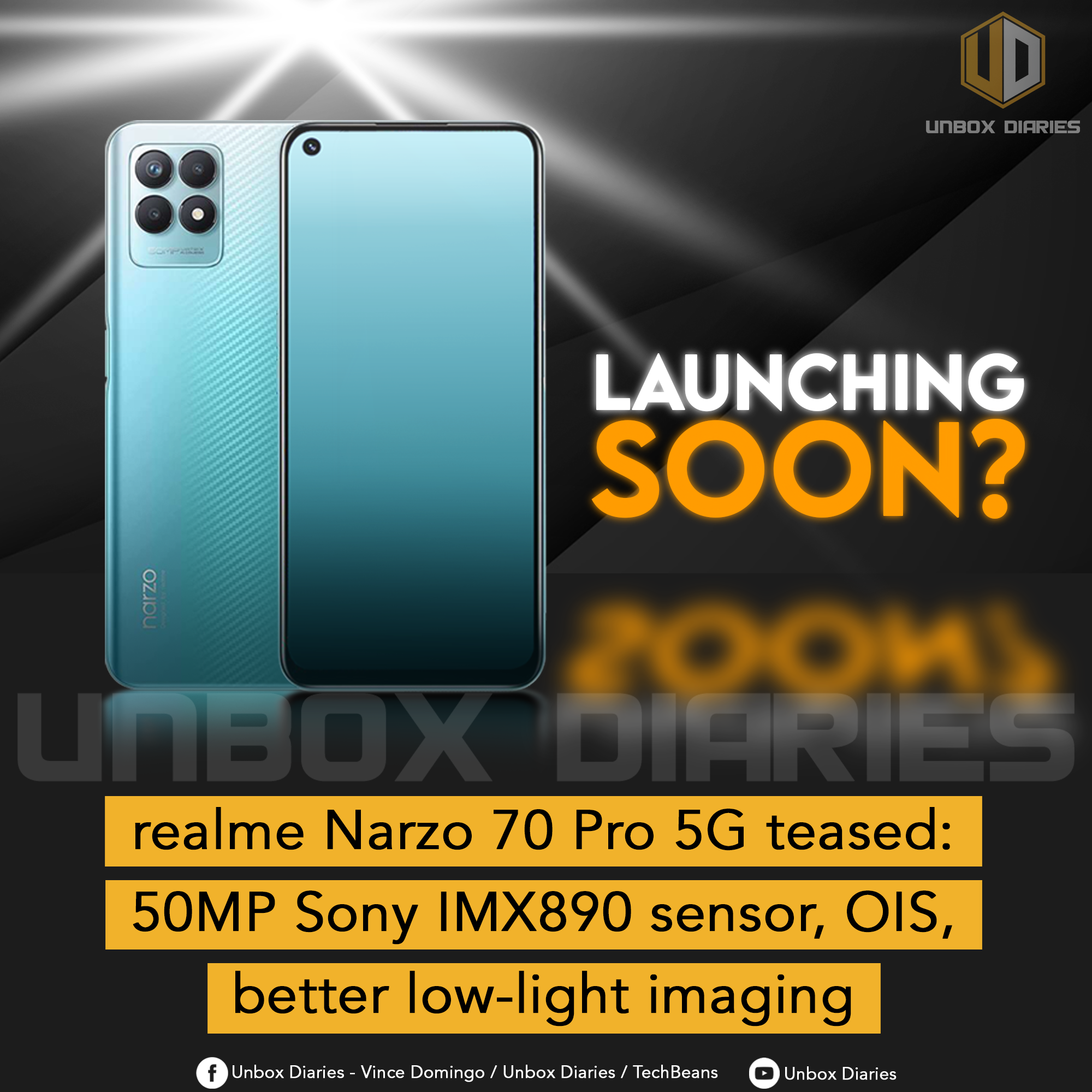 realme Narzo 70 Pro 5G teased: 50MP Sony IMX890 sensor, OIS, better low ...
