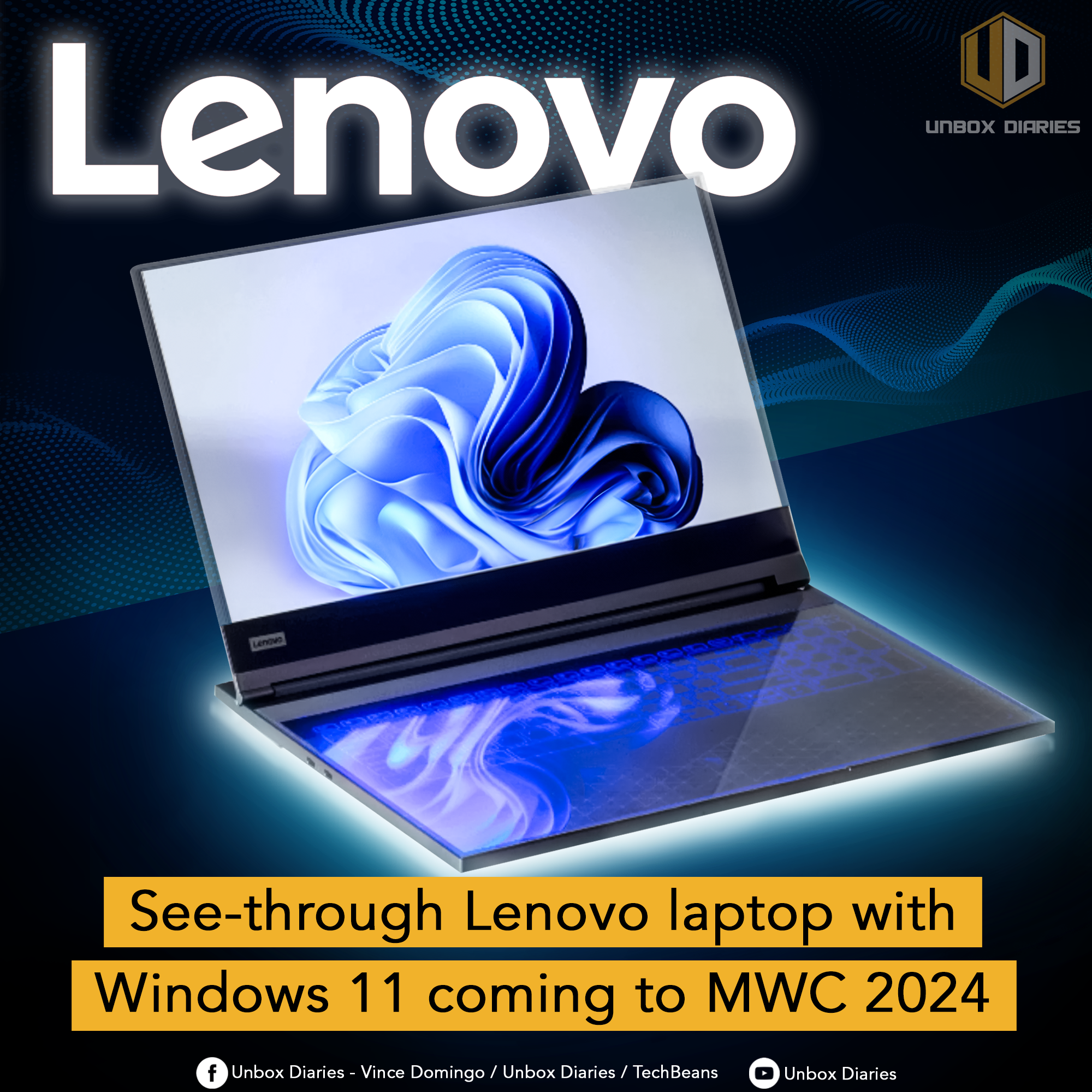 See-through Lenovo laptop with Windows 11 coming to MWC 2024 - Unbox ...