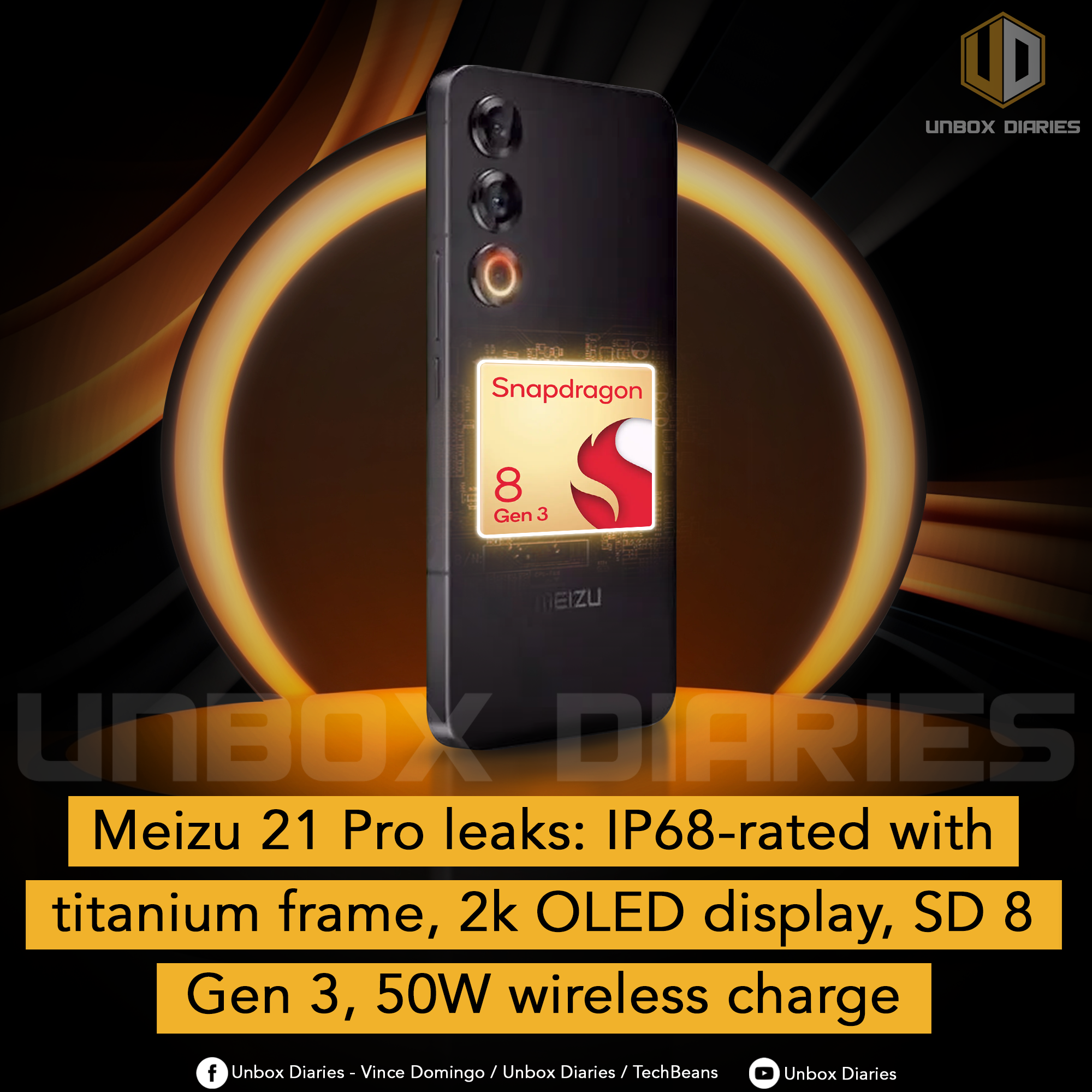 Meizu 21 Pro leaks: IP68-rated with titanium frame, 2k OLED display, SD 8 Gen 3, 50W wireless ...