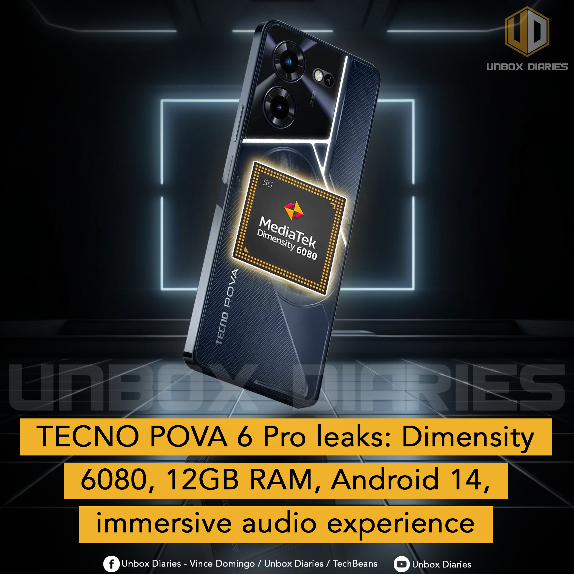 TECNO POVA 6 Pro leaks: Dimensity 6080, 12GB RAM, Android 14, immersive audio experience - Unbox ...