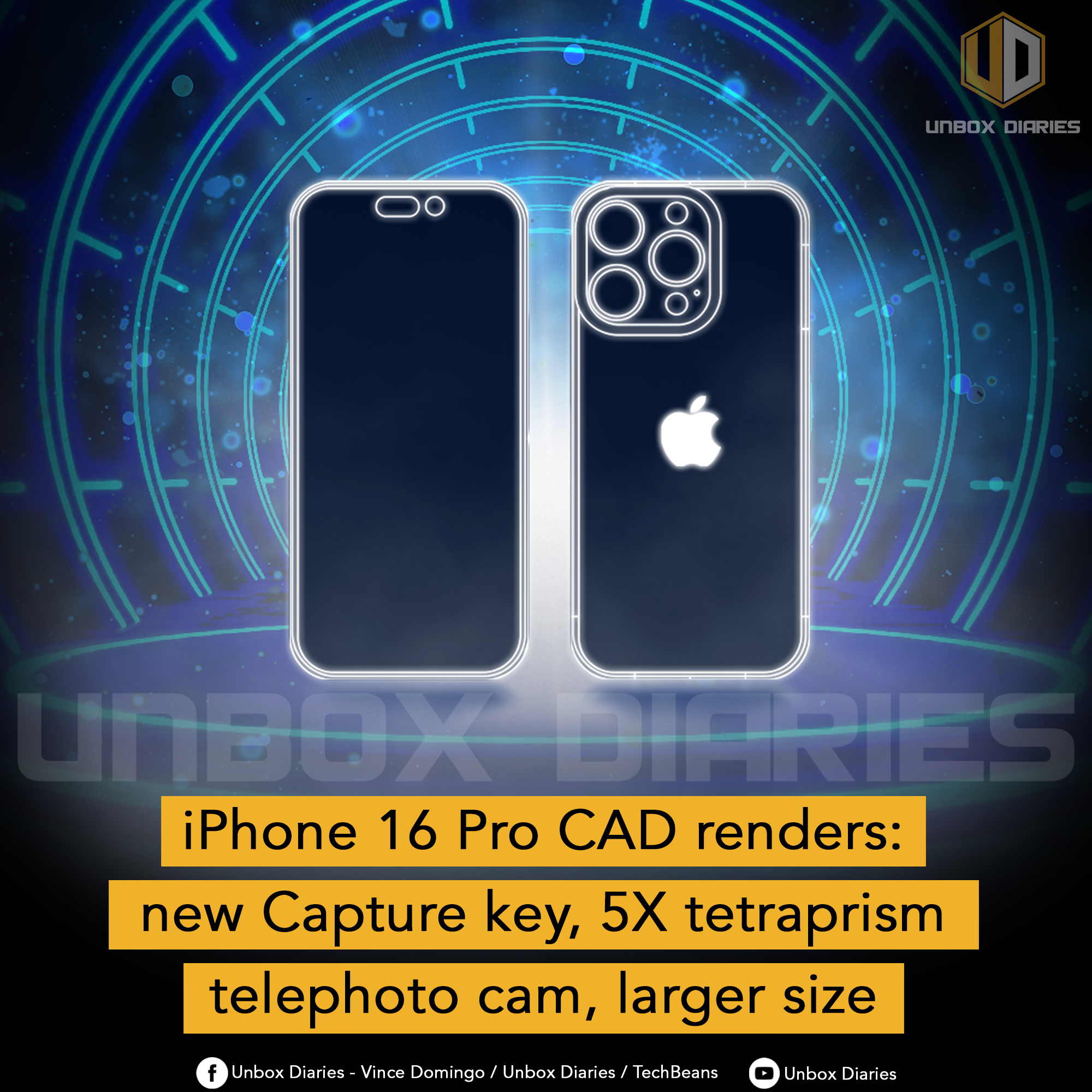iPhone 16 Pro CAD renders: new Capture key, 5X tetraprism telephoto cam ...