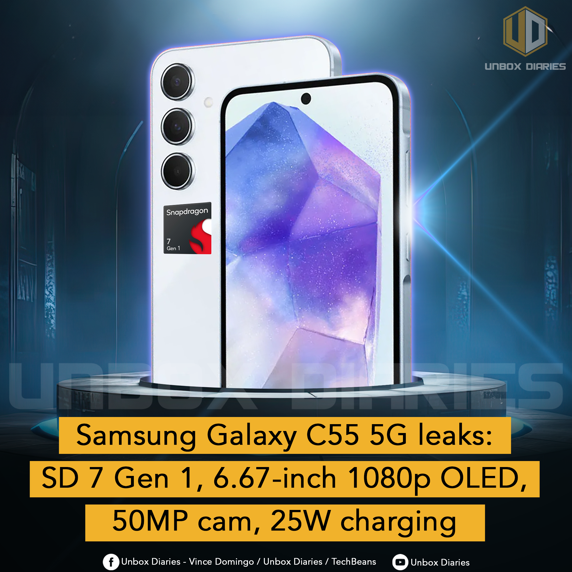 Samsung Galaxy C55 5G leaks: SD 7 Gen 1, 6.67-inch 1080p OLED, 50MP cam ...