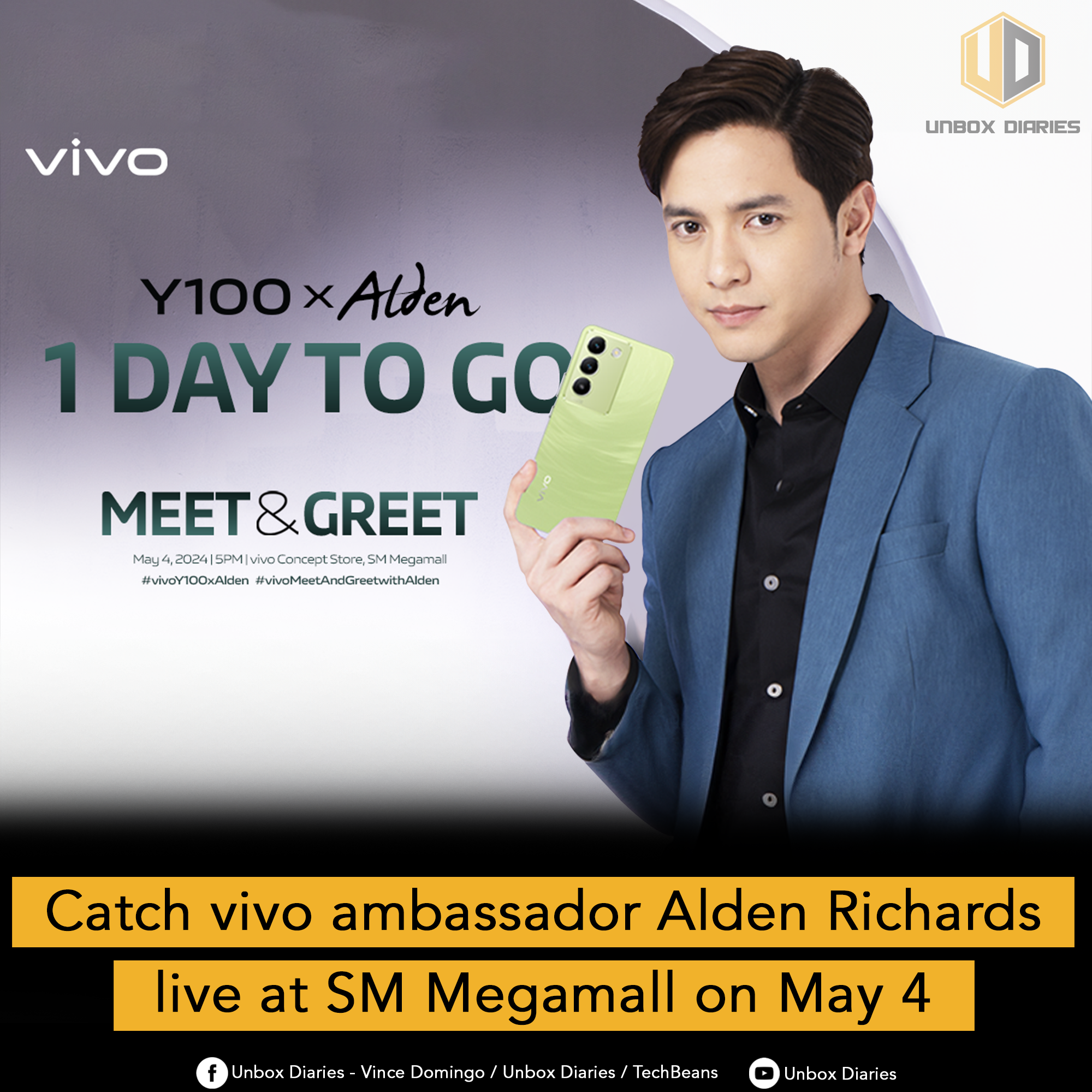 Catch vivo ambassador Alden Richards live at SM Megamall on May 4 ...