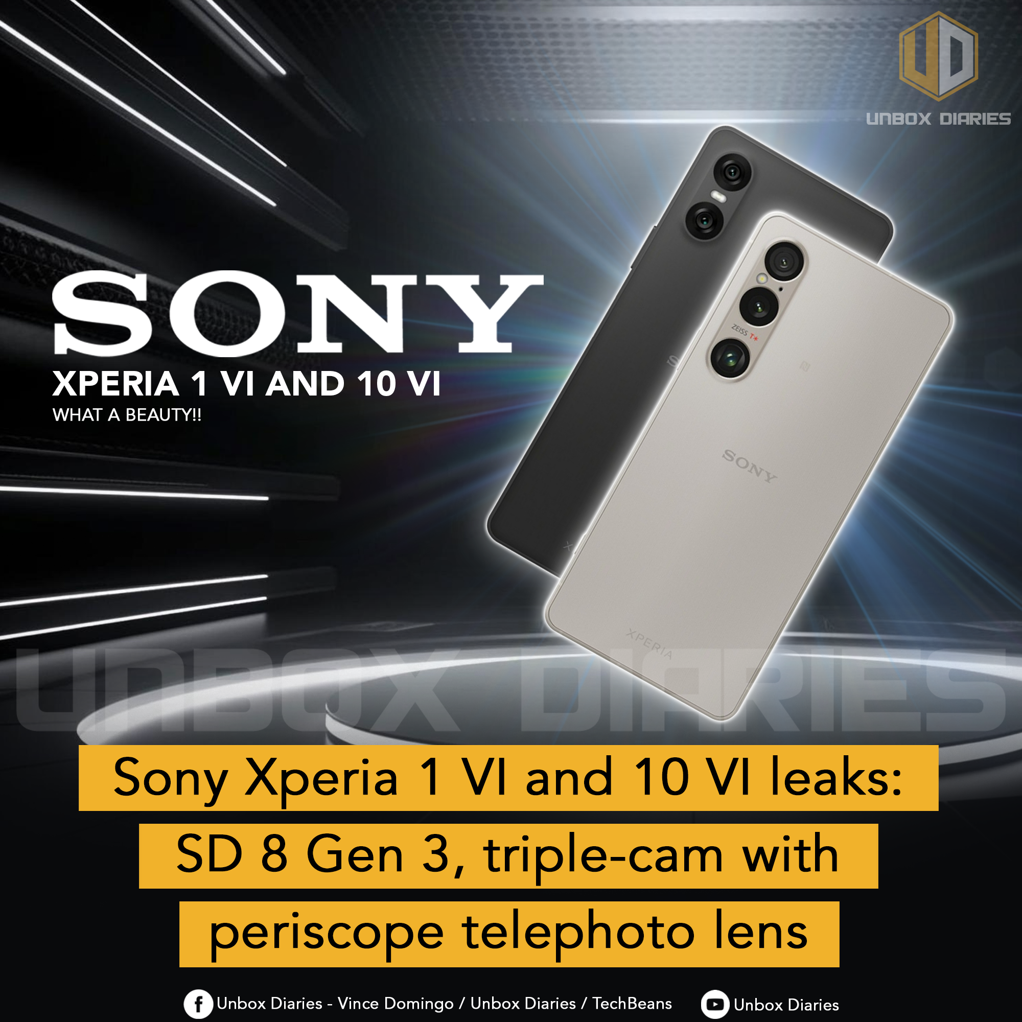 Sony Xperia 1 VI and 10 VI leaks: SD 8 Gen 3, triple-cam with periscope telephoto lens - Unbox ...