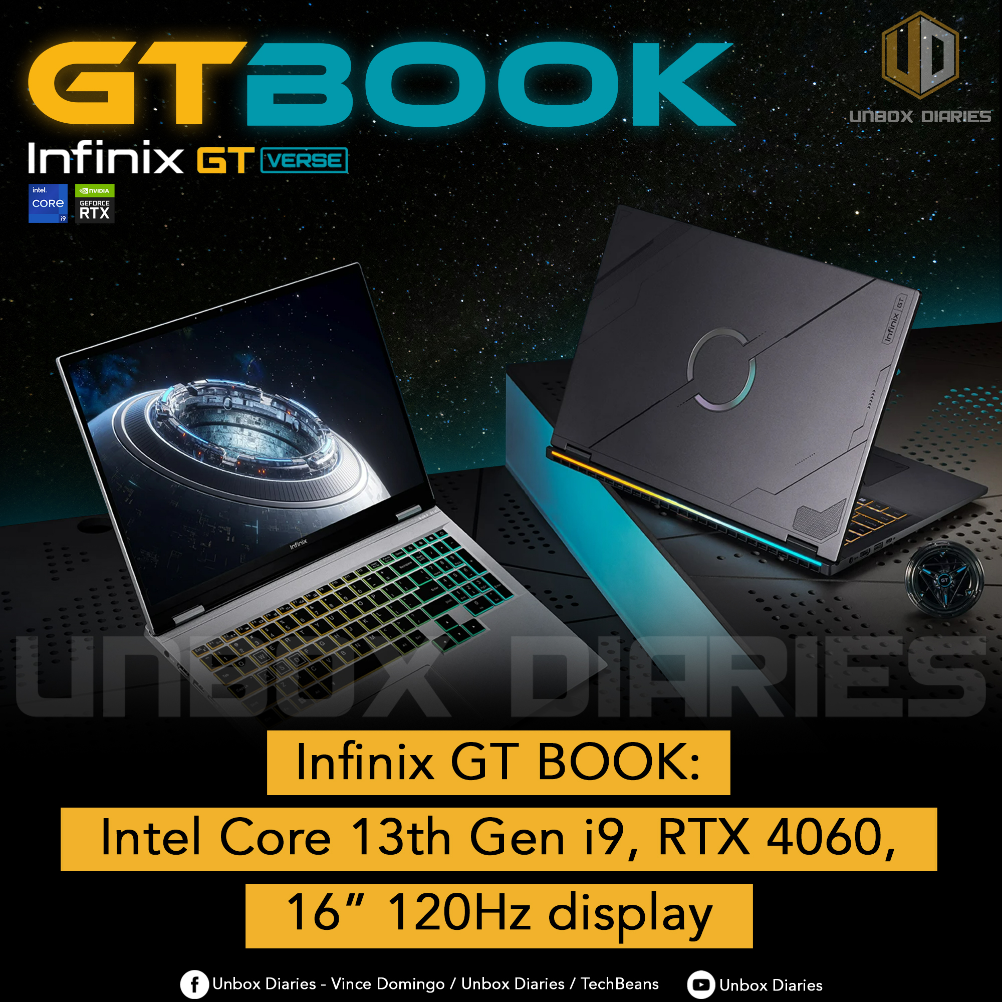 Infinix GT BOOK: Intel Core 13th Gen i9, RTX 4060, 16” 120Hz display ...