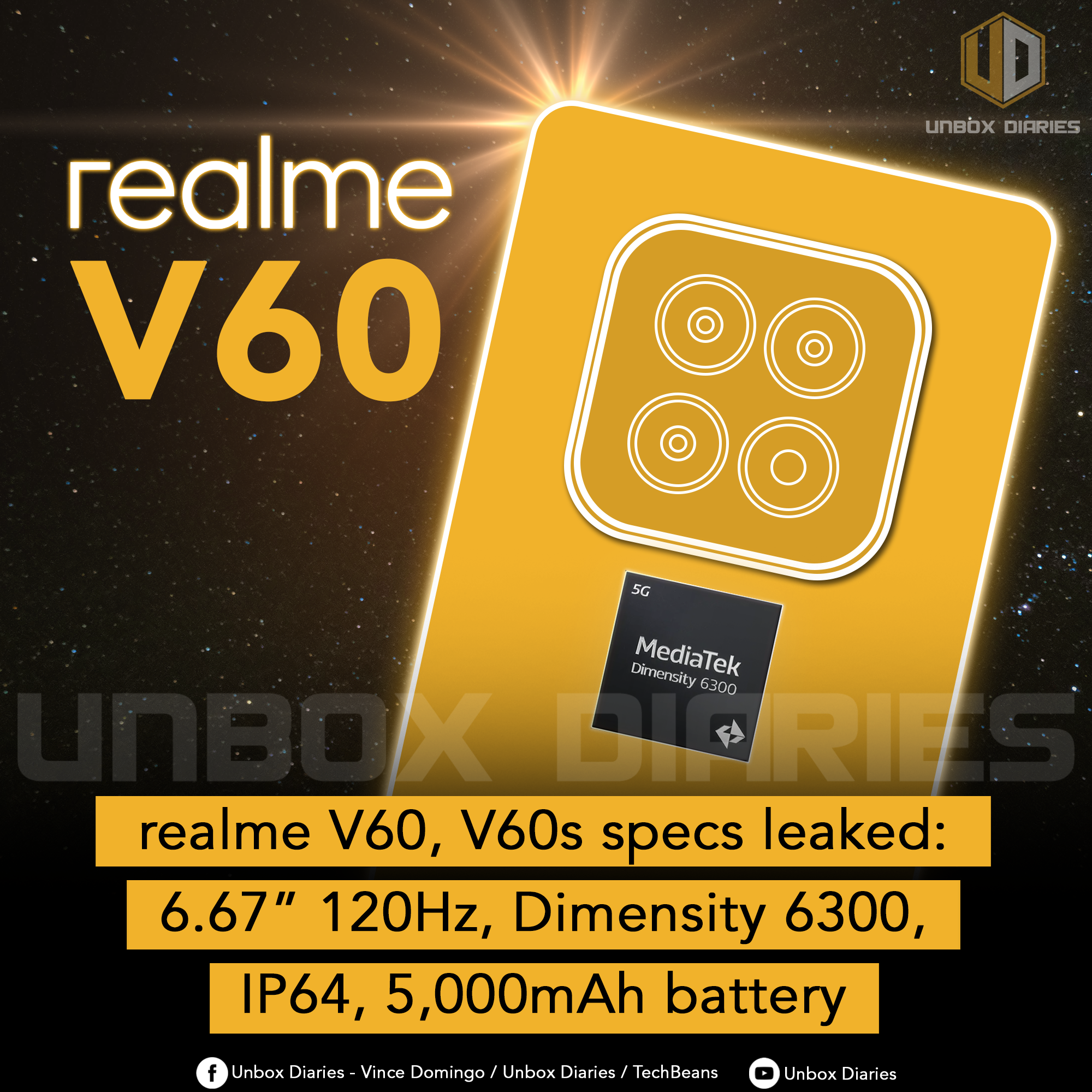 realme V60, V60s specs leaked: 6.67” 120Hz, Dimensity 6300, IP64, 5 ...