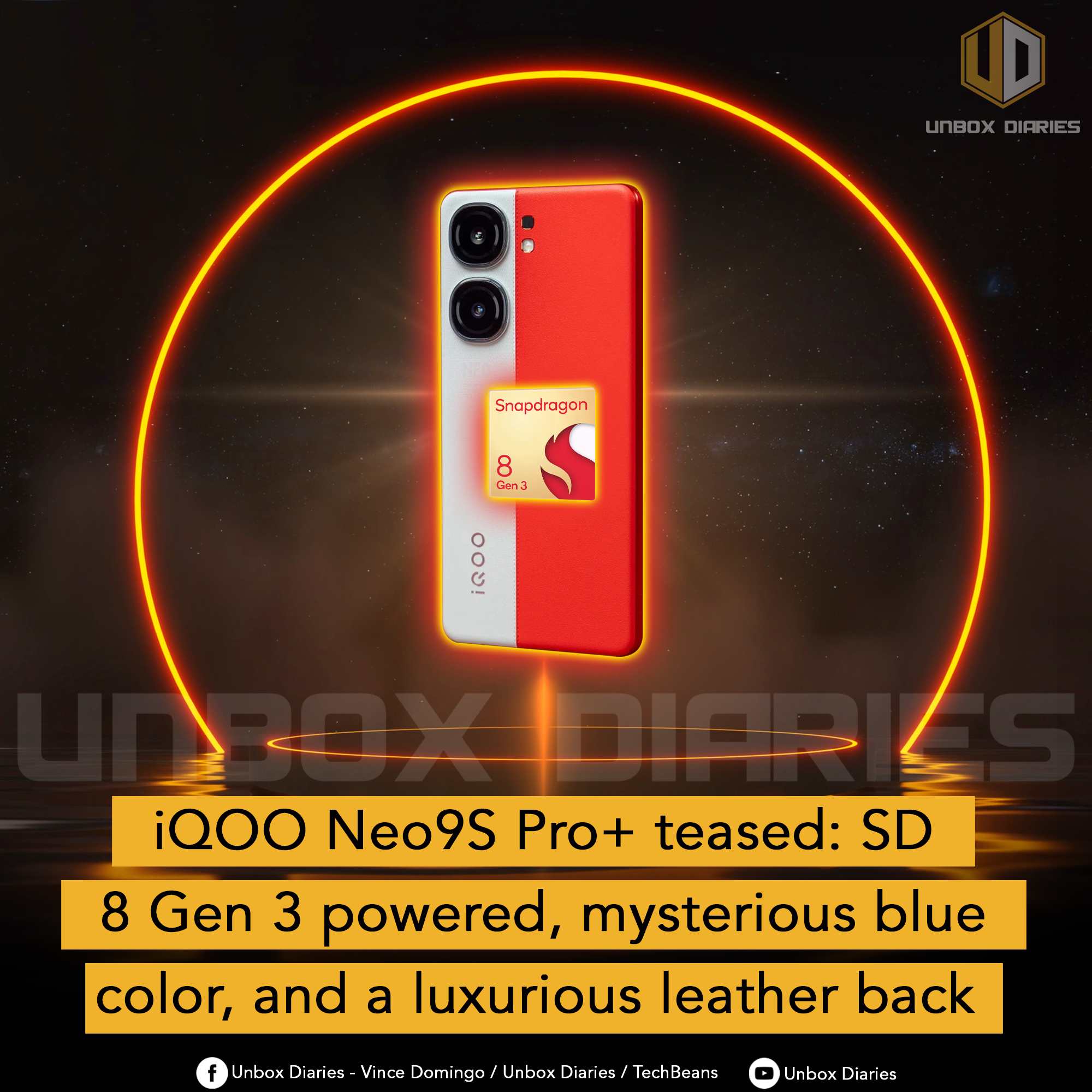 iQOO Neo9S Pro+ teased: SD 8 Gen 3 powered, mysterious blue color, and a luxurious leather back ...