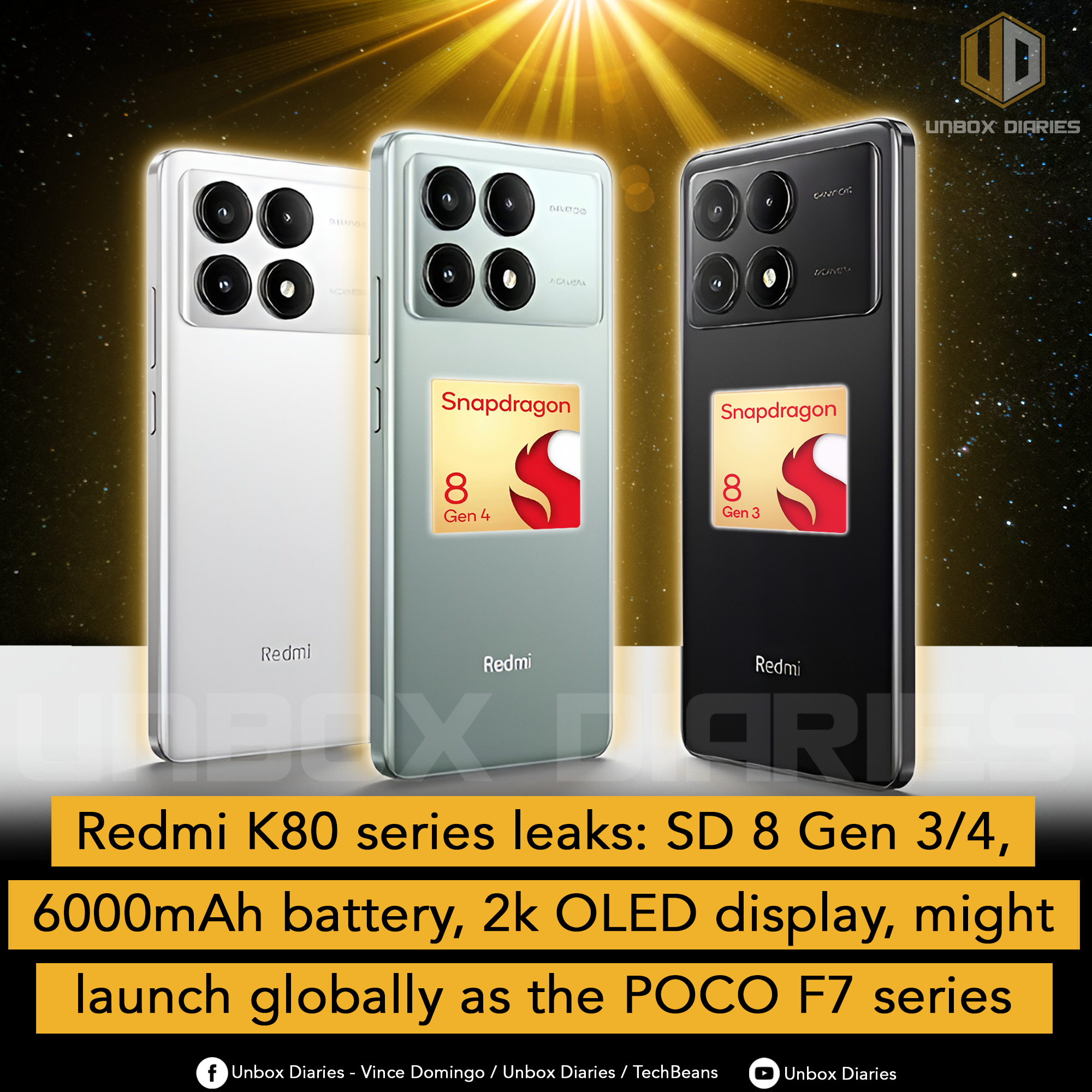 Redmi K80 series leaks: SD 8 Gen 3/4, 6000mAh battery, 2k OLED display, might launch globally as ...