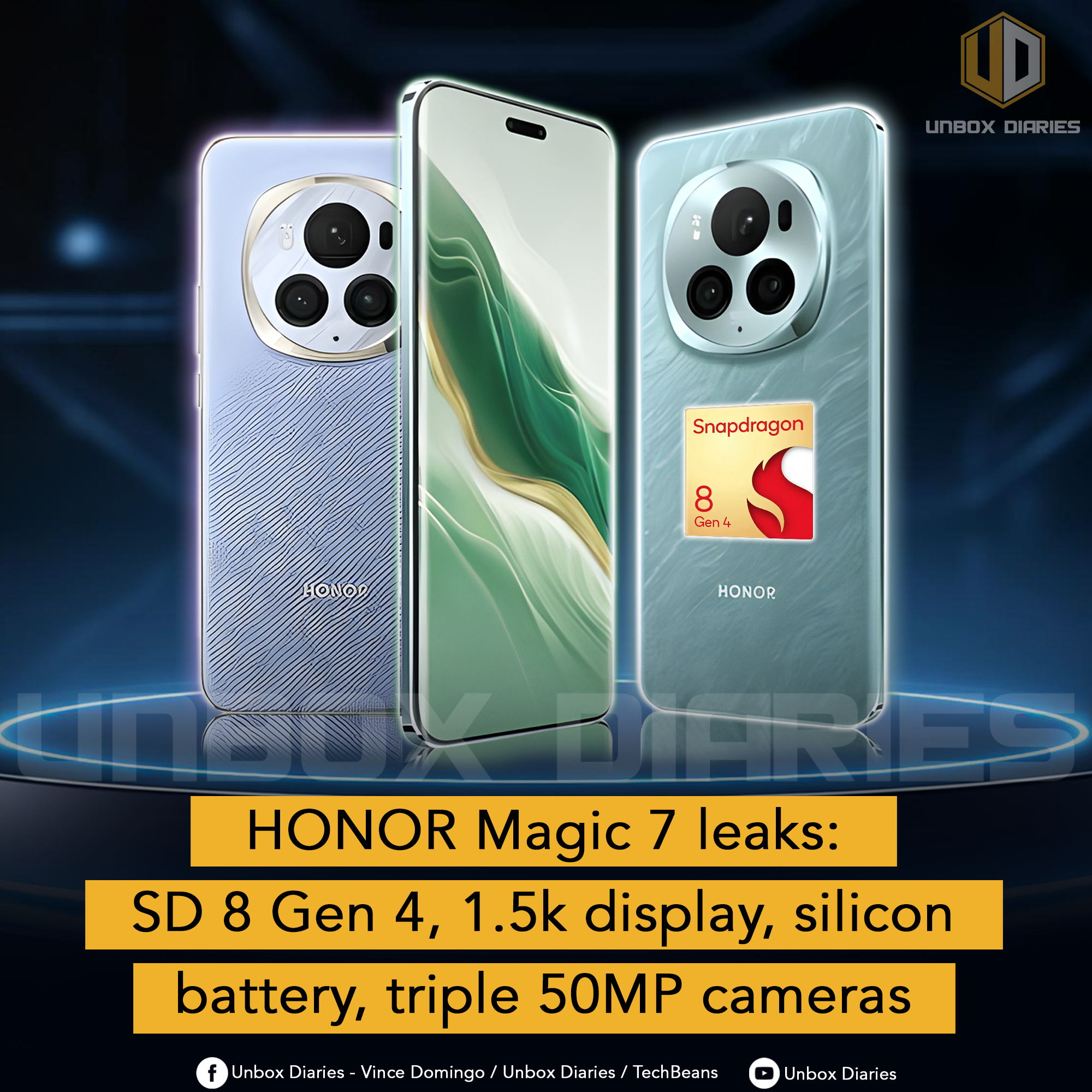 HONOR Magic 7 leaks: SD 8 Gen 4, 1.5k display, silicon battery, triple 50MP cameras - Unbox Diaries