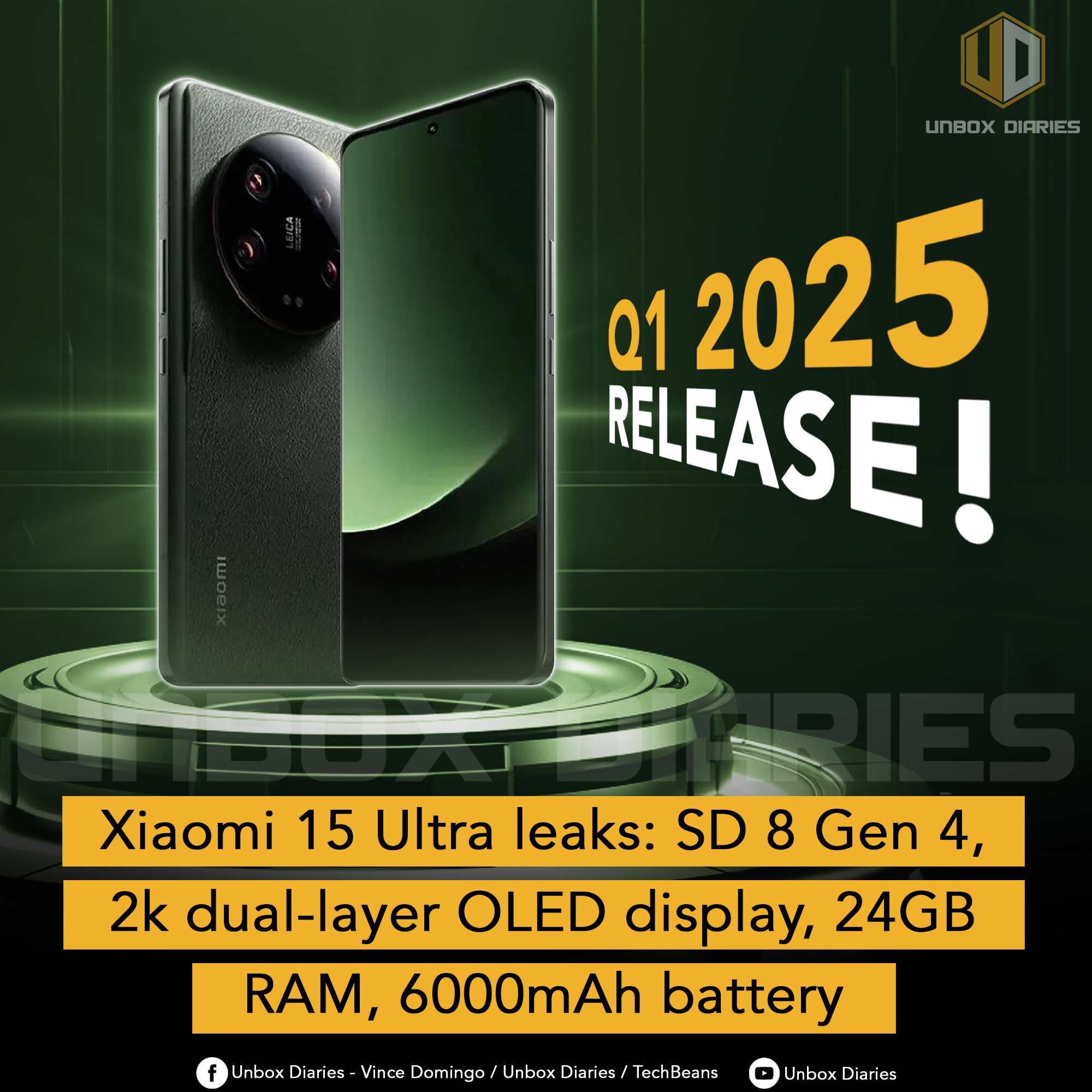 Xiaomi 15 Ultra leaks: SD 8 Gen 4, 2k dual-layer OLED display, 24GB RAM, 6000mAh battery - Unbox ...