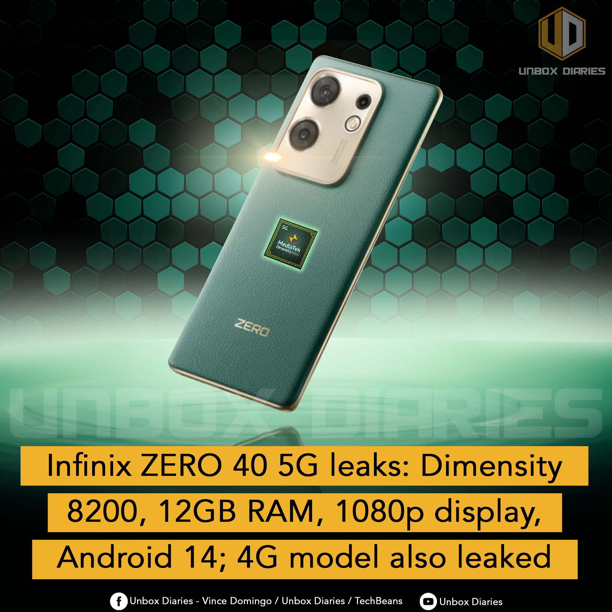 Infinix ZERO 40 5G leaks: Dimensity 8200, 12GB RAM, 1080p display ...