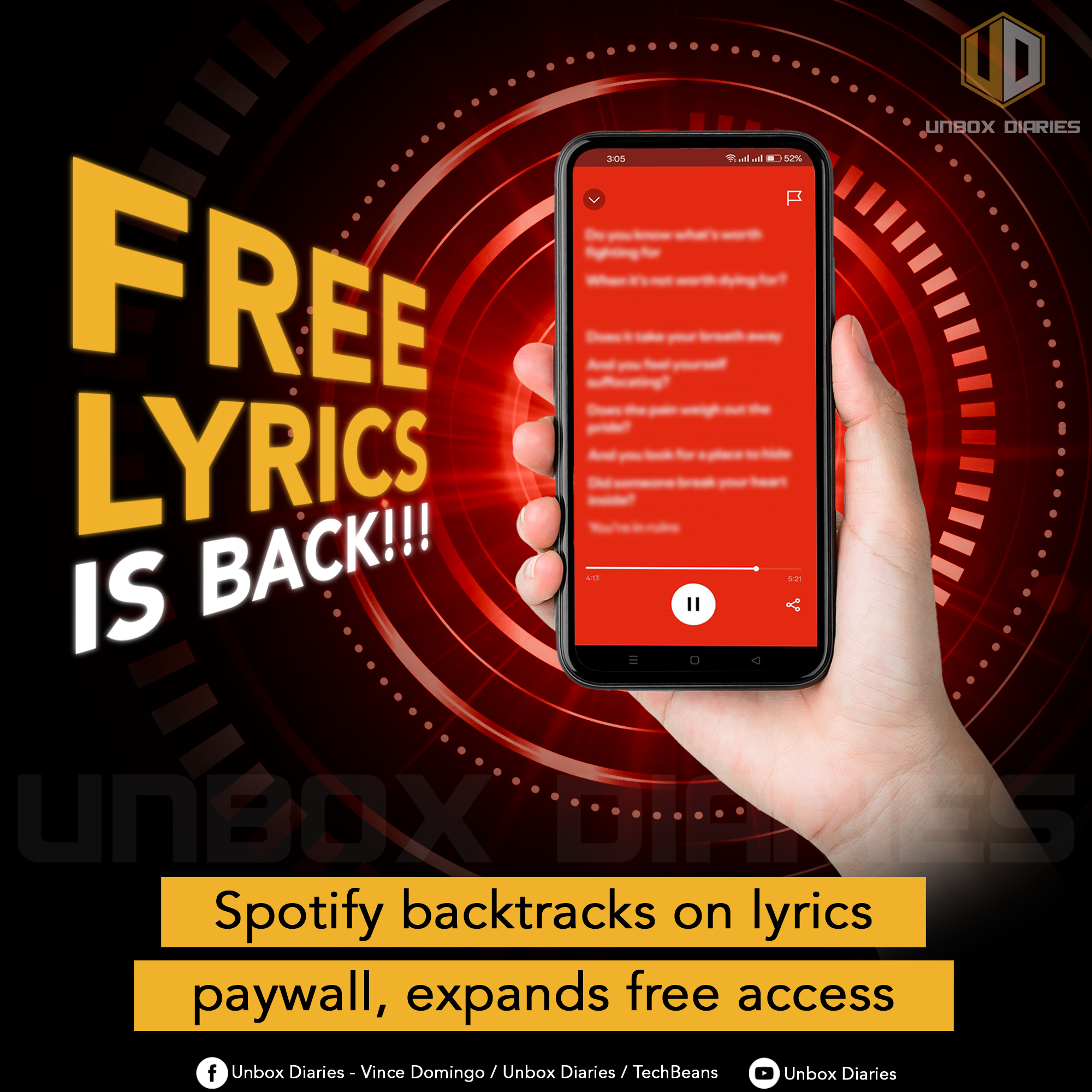 Spotify backtracks on lyrics paywall, expands free access - Unbox Diaries
