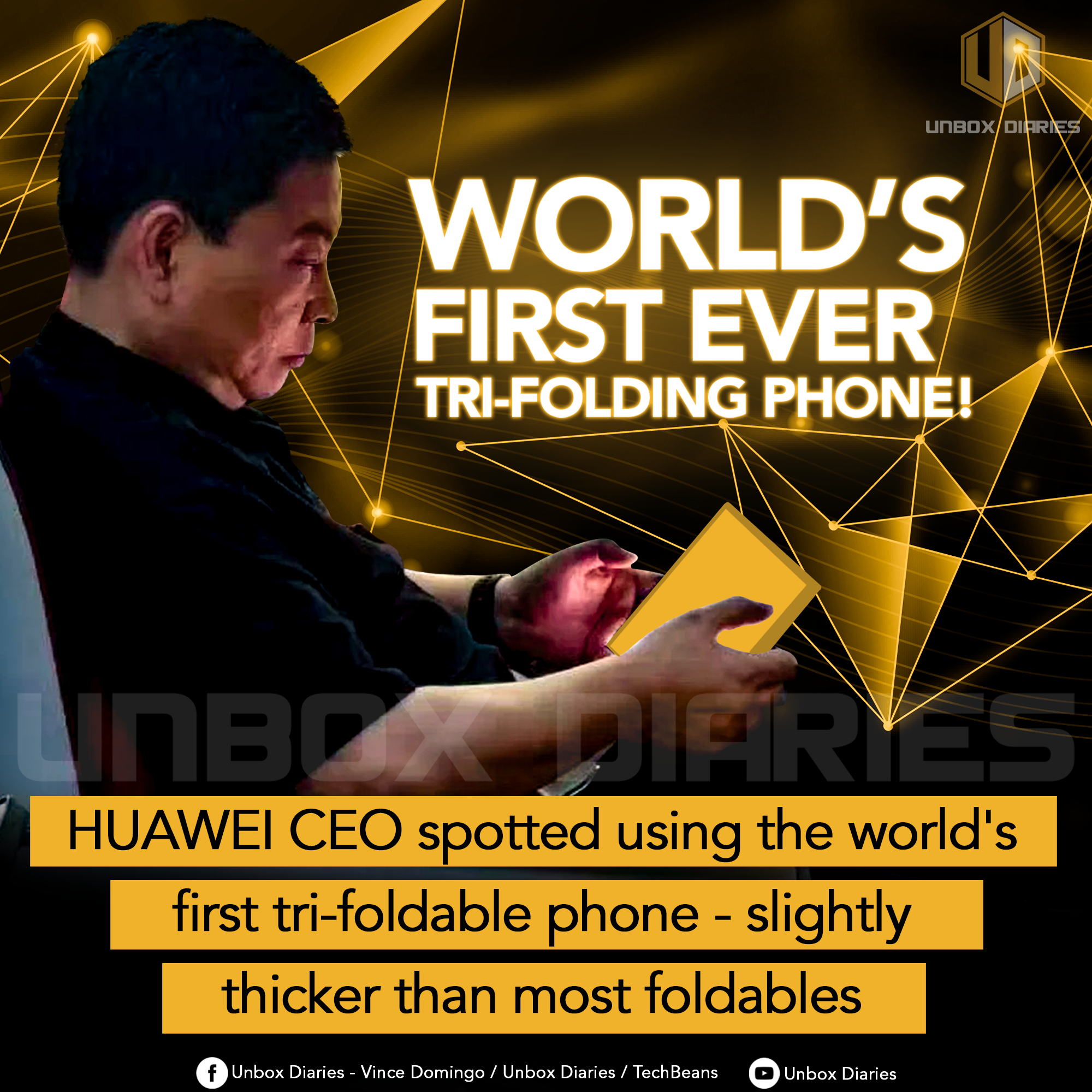 HUAWEI CEO spotted using the world's first tri-foldable phone ...