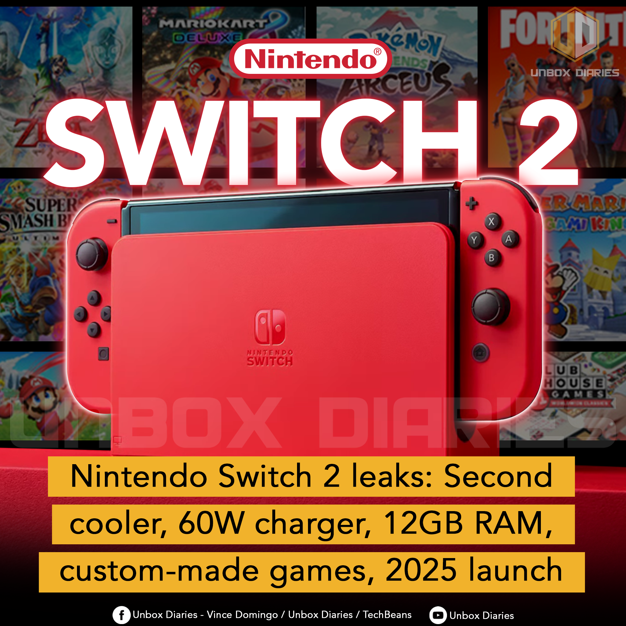 Nintendo Switch 2 leaks: Second cooler, 60W charger, 12GB RAM, custom ...