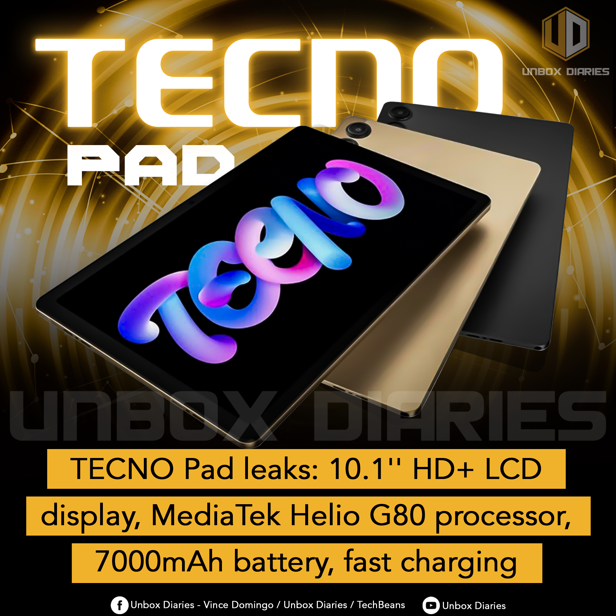 TECNO Pad leaks: 10.1'' HD+ LCD display, MediaTek Helio G80 processor ...