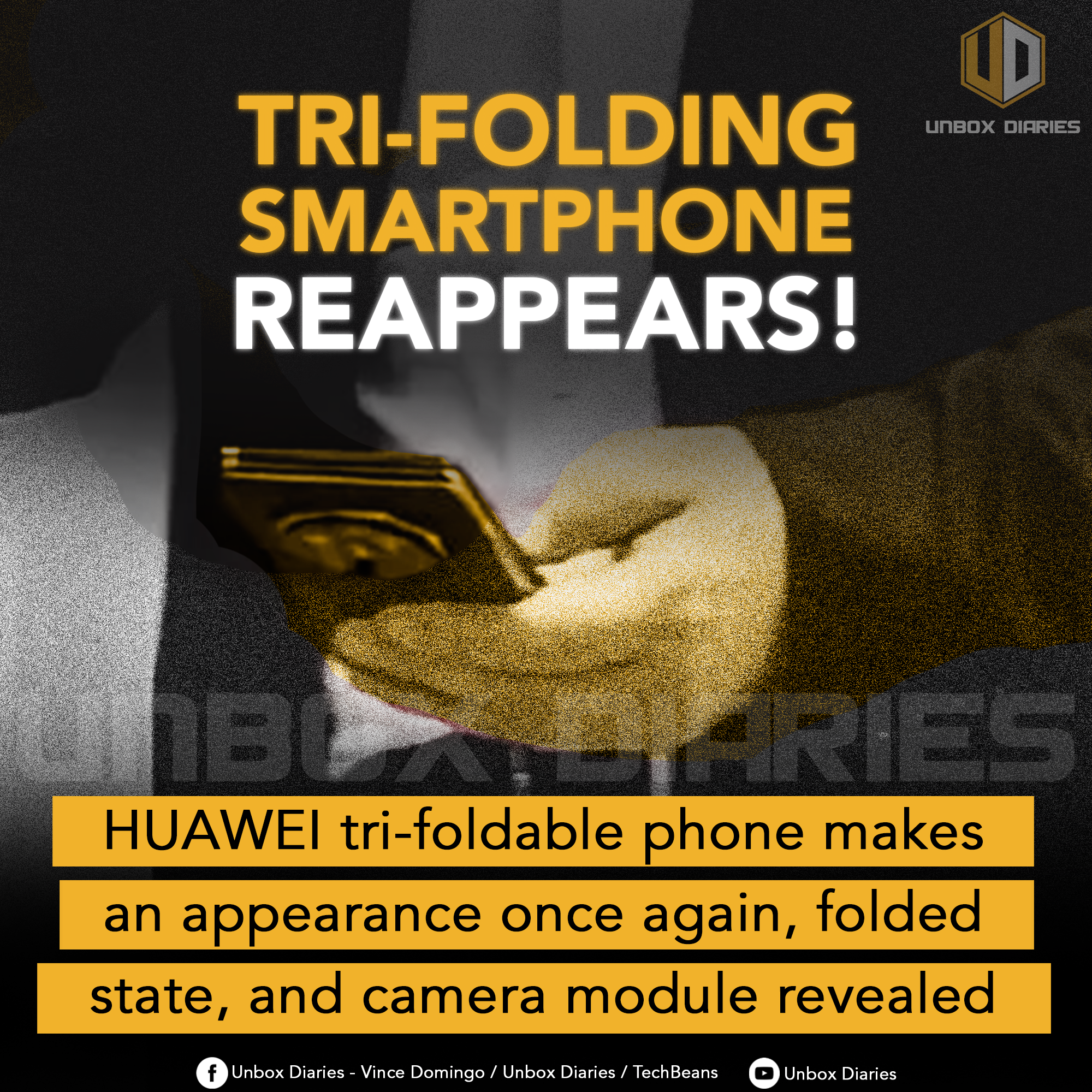HUAWEI tri-foldable phone makes an appearance once again, folded state ...