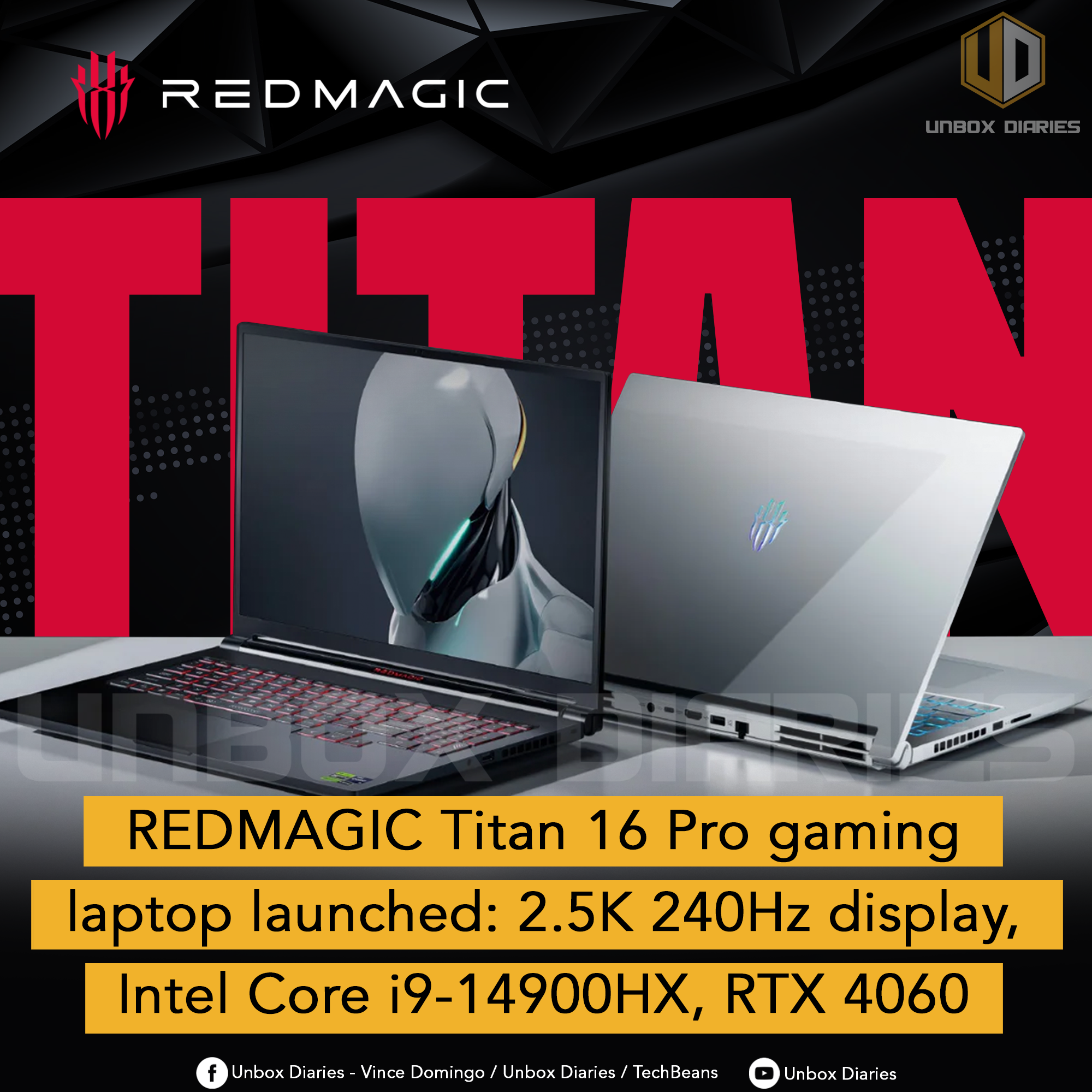 REDMAGIC Titan 16 Pro gaming laptop launched: 2.5K 240Hz display, Intel ...