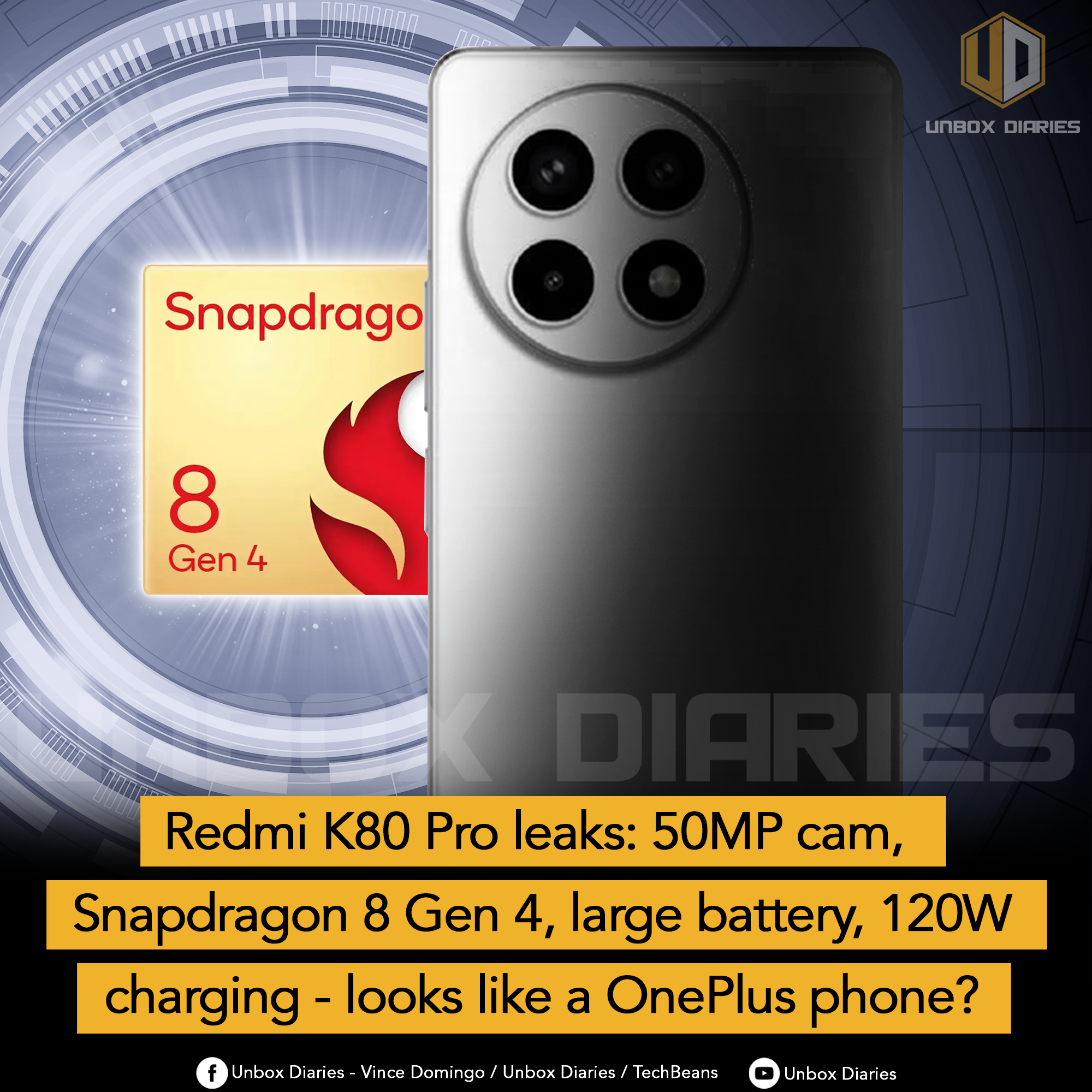 Redmi K80 Pro leaks: 50MP cam, Snapdragon 8 Gen 4, large battery, 120W ...
