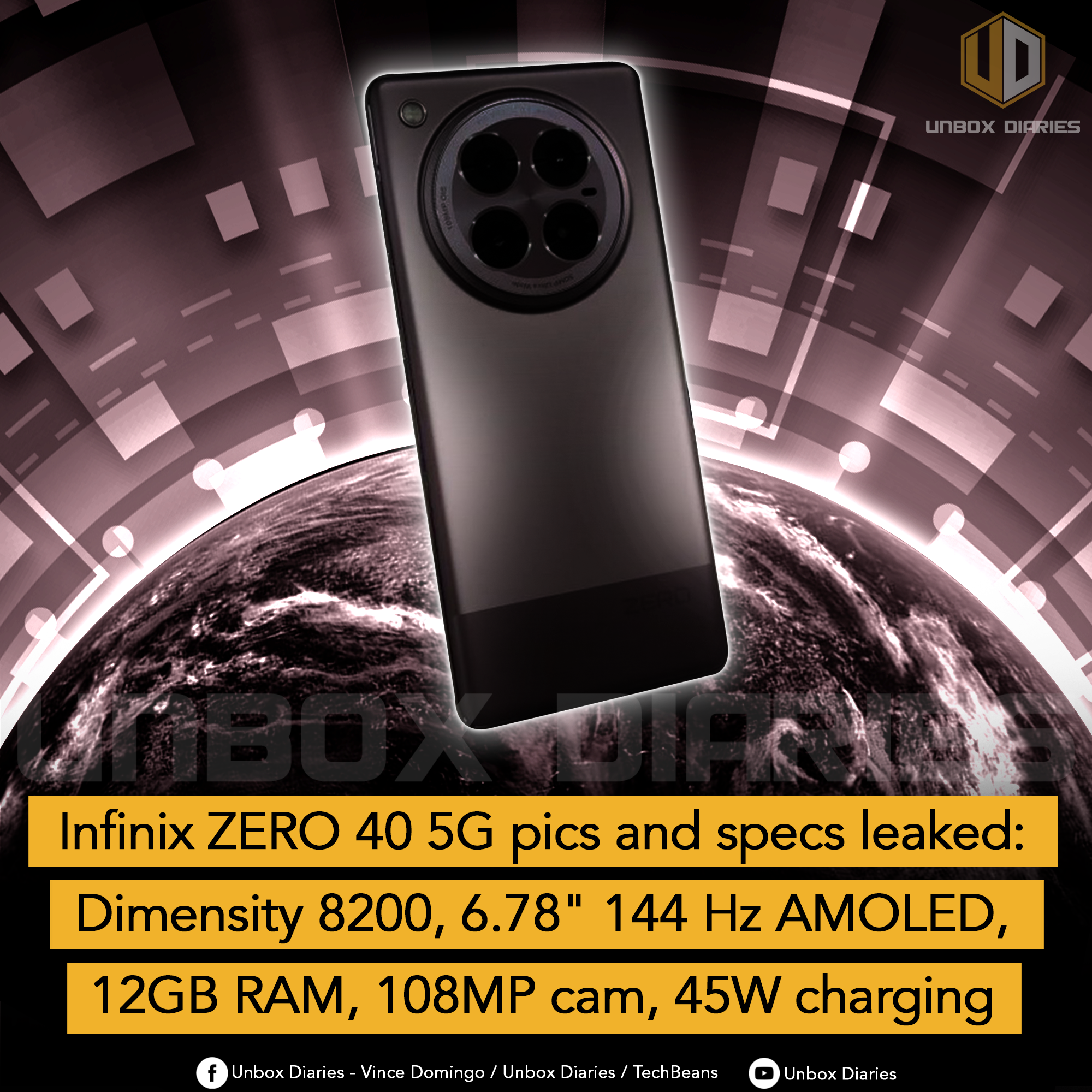 Infinix ZERO 40 5G pics and specs leaked: Dimensity 8200, 6.78" 144 Hz ...