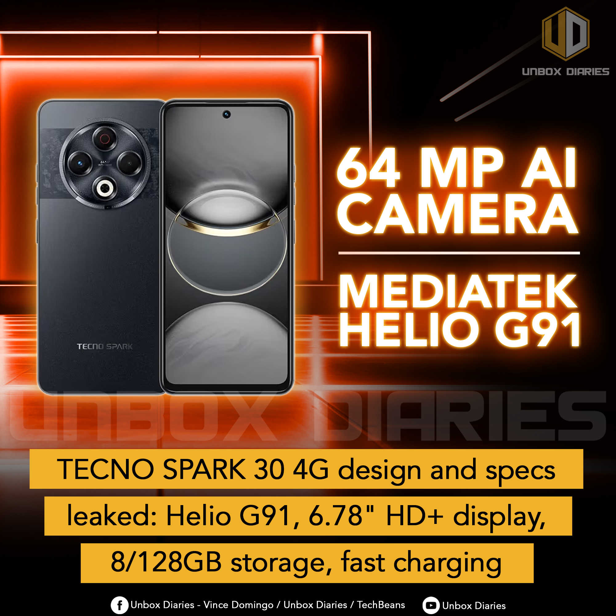 TECNO SPARK 30 4G design and specs leaked: Helio G91, 6.78" HD+ display, 8/128GB storage, fast ...