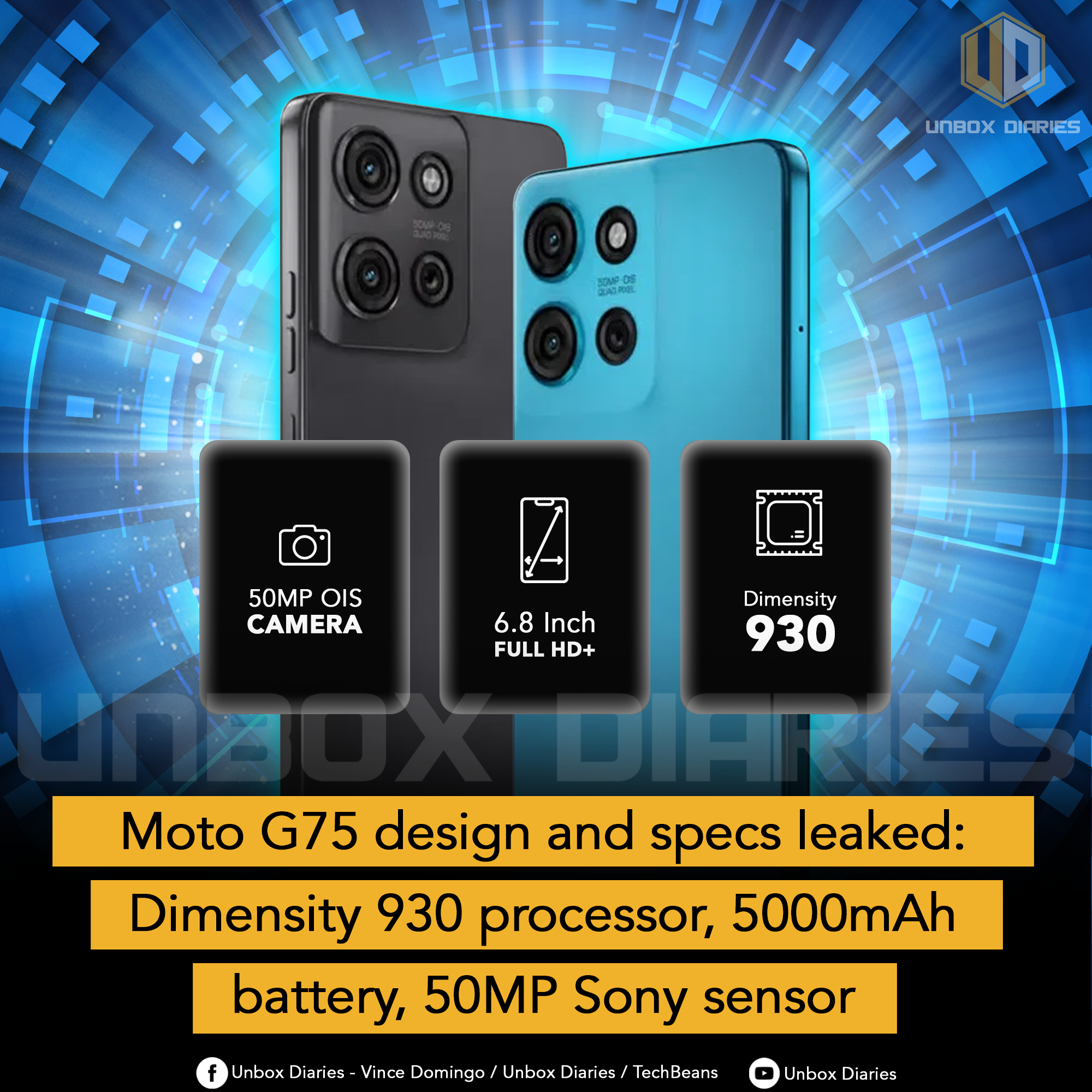 Moto G75 design and specs leaked: Dimensity 930 processor, 5000mAh battery, 50MP Sony sensor ...