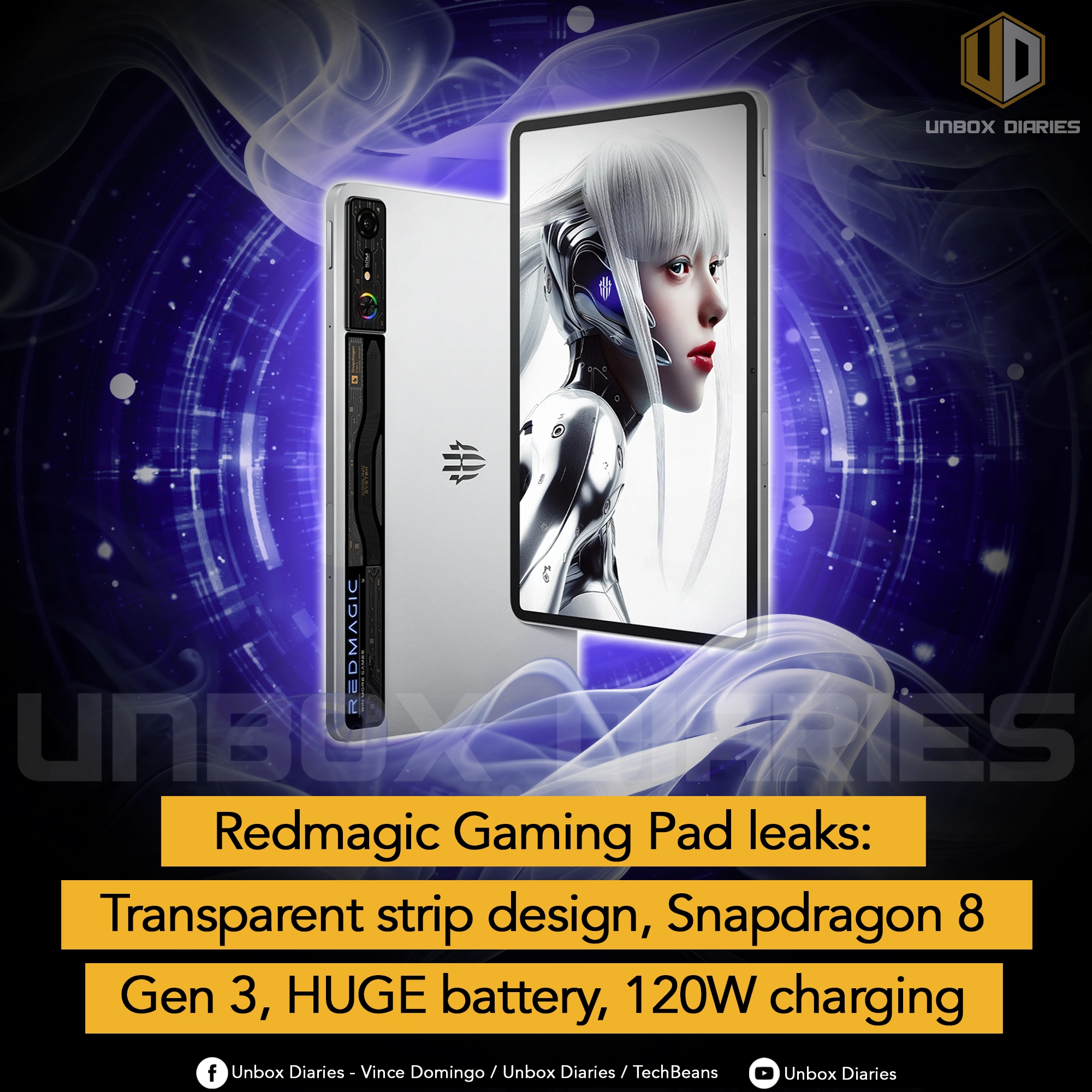 Redmagic Gaming Pad leaks: Transparent strip design, Snapdragon 8 Gen 3 ...