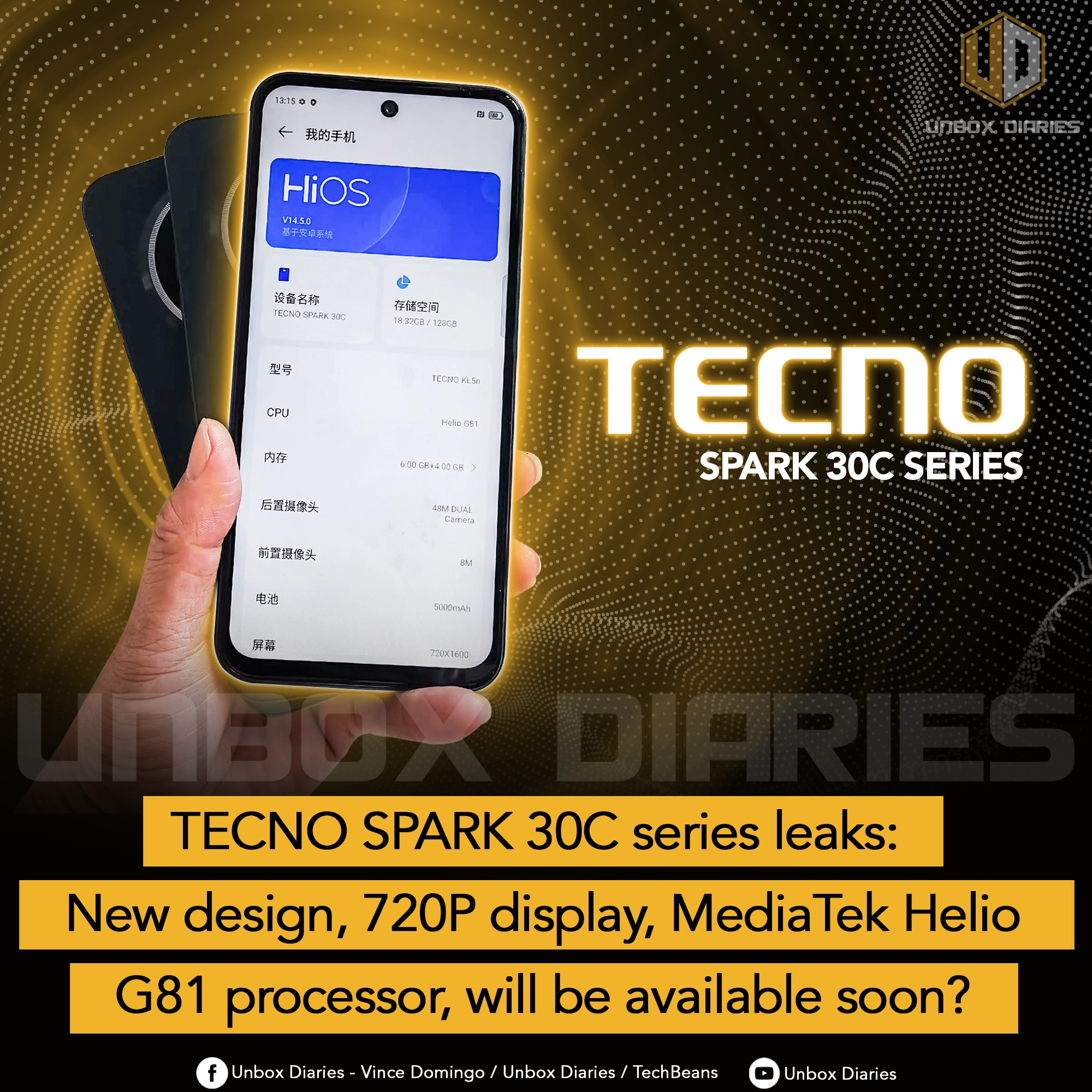 TECNO SPARK 30C series leaks: New design, 720P display, MediaTek Helio G81 processor, will be ...