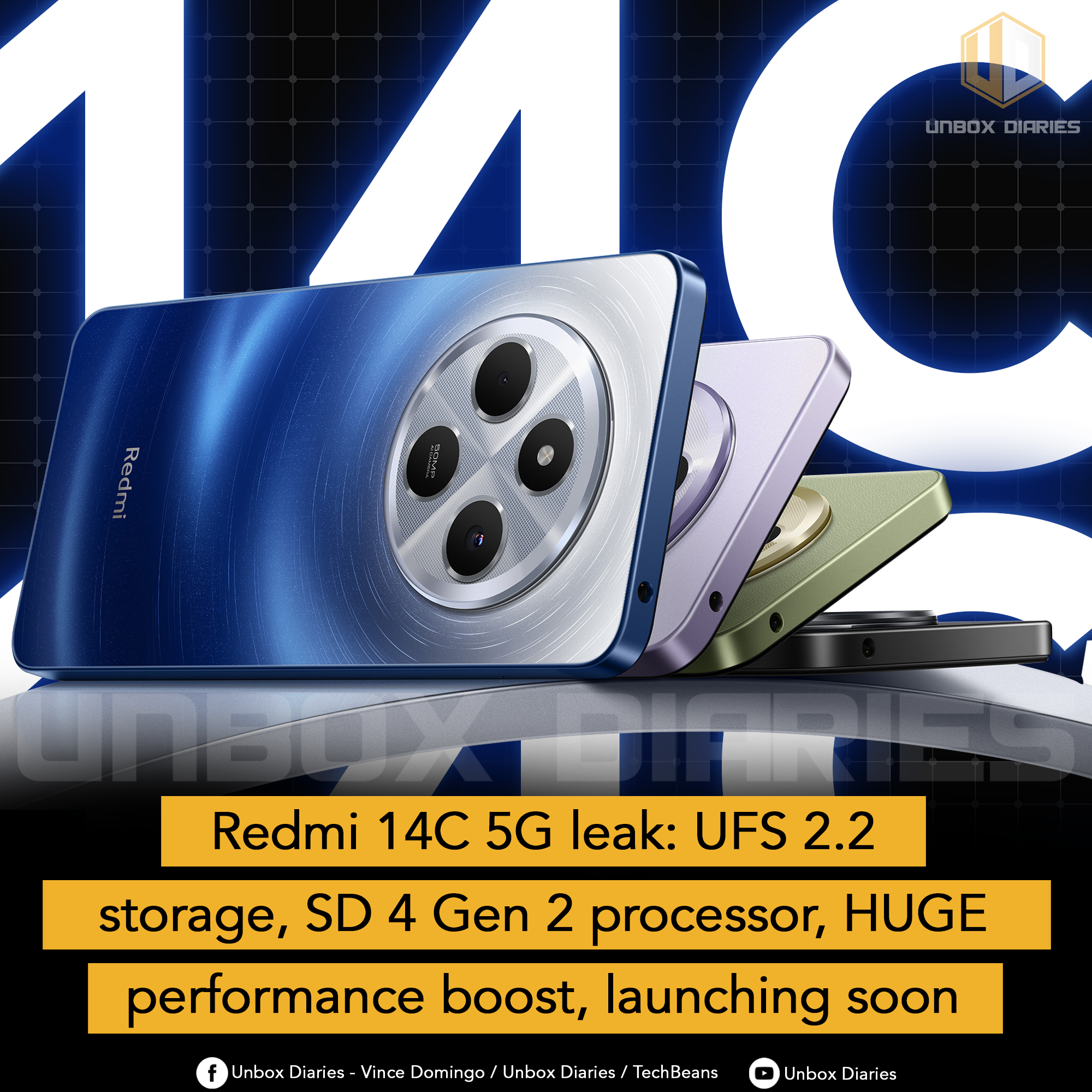 Redmi 14C 5G leak: UFS 2.2 storage, SD 4 Gen 2 processor, HUGE ...