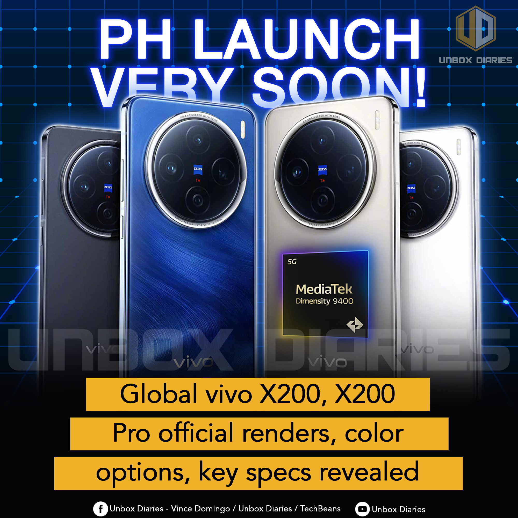 Global vivo X200, X200 Pro official renders, color options, key specs ...