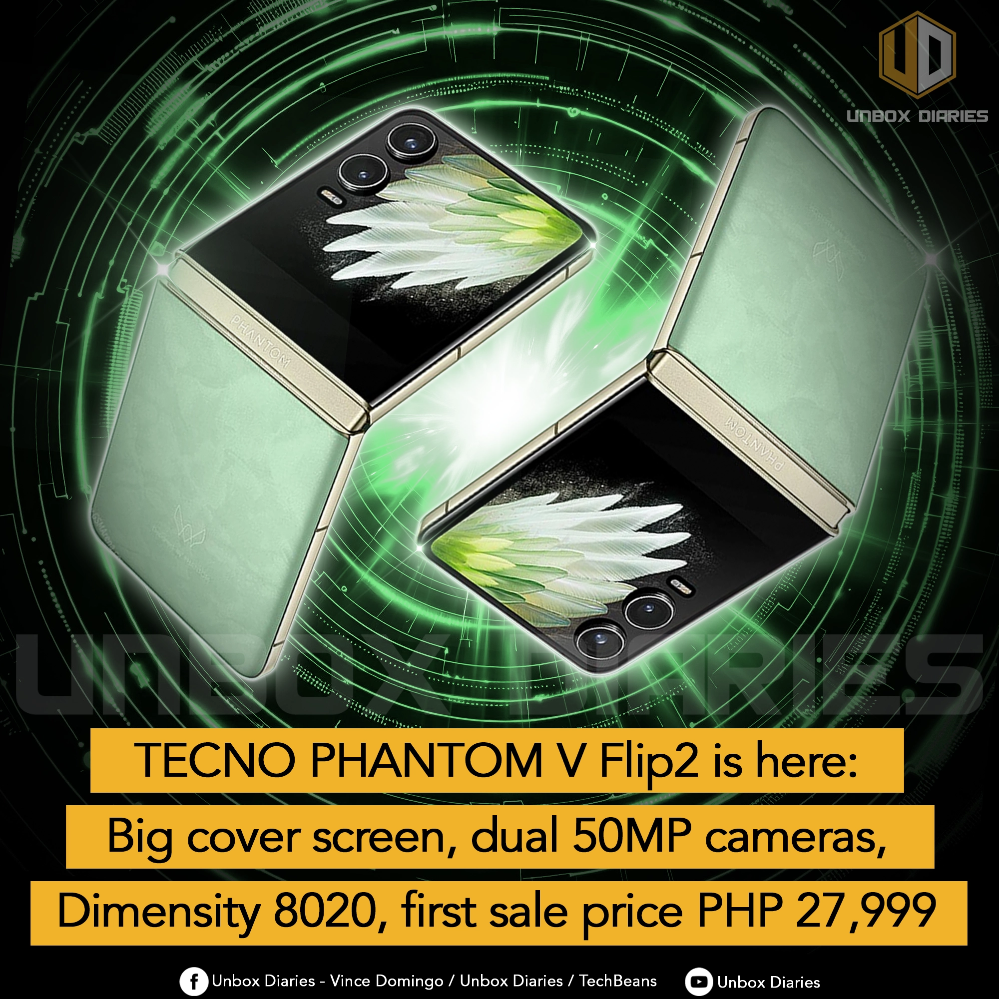 TECNO PHANTOM V Flip2 is here: Big cover screen, dual 50MP cameras ...