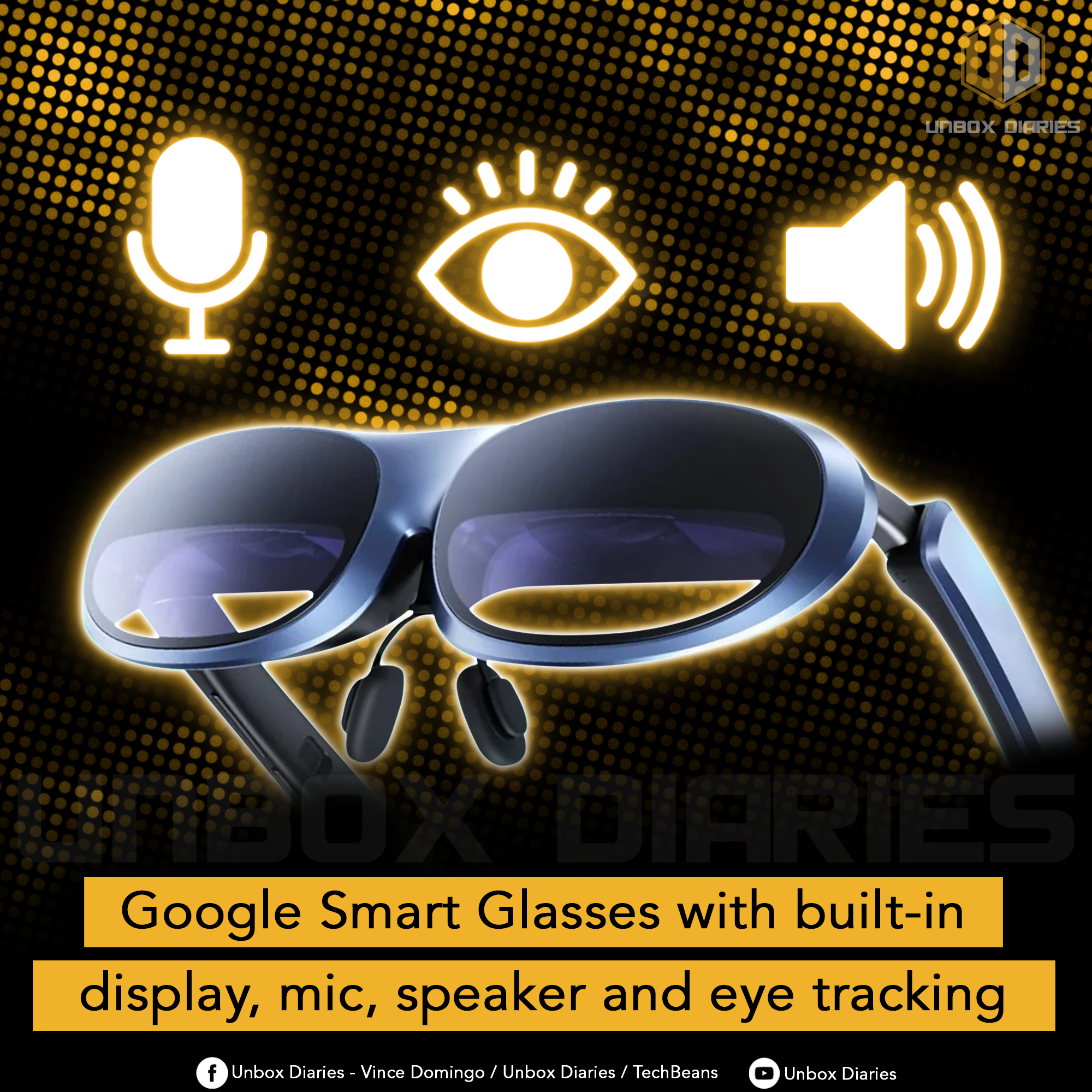 Google Smart Glasses with built-in display, mic, speaker, and eye ...