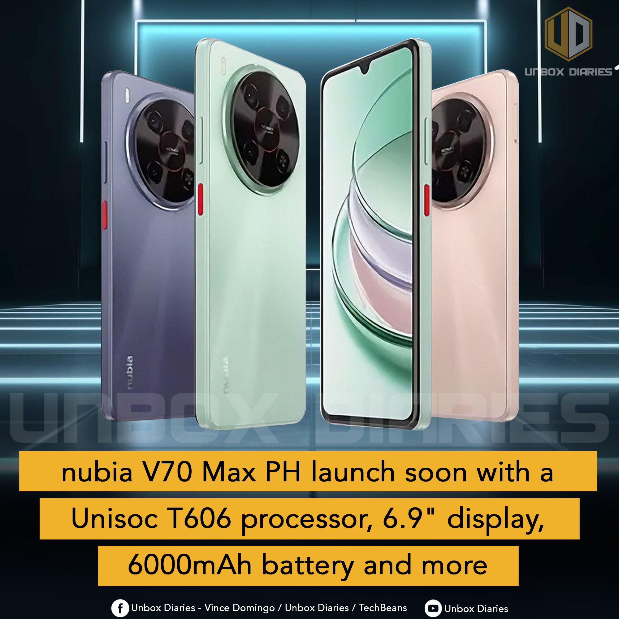 nubia V70 Max PH launch soon with a Unisoc T606 processor, 6.9" display ...