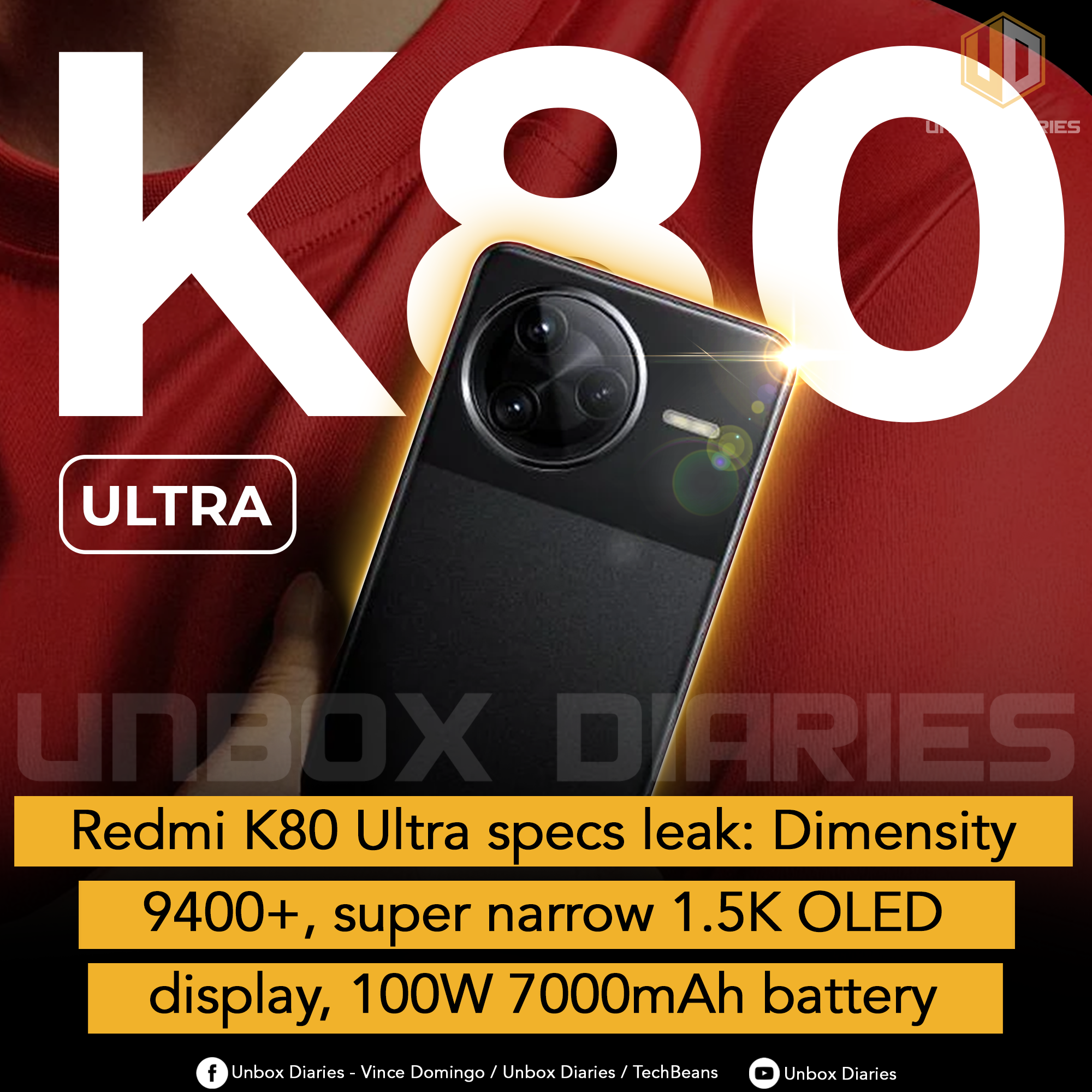 Redmi K80 Ultra specs leak: Dimensity 9400+, super narrow 1.5K OLED display, 100W 7000mAh ...