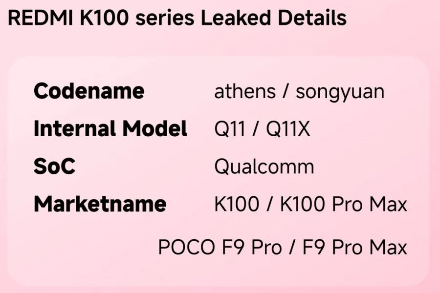 REDMI K100 and K100 Pro Max details emerge, Qualcomm processors tipped ...